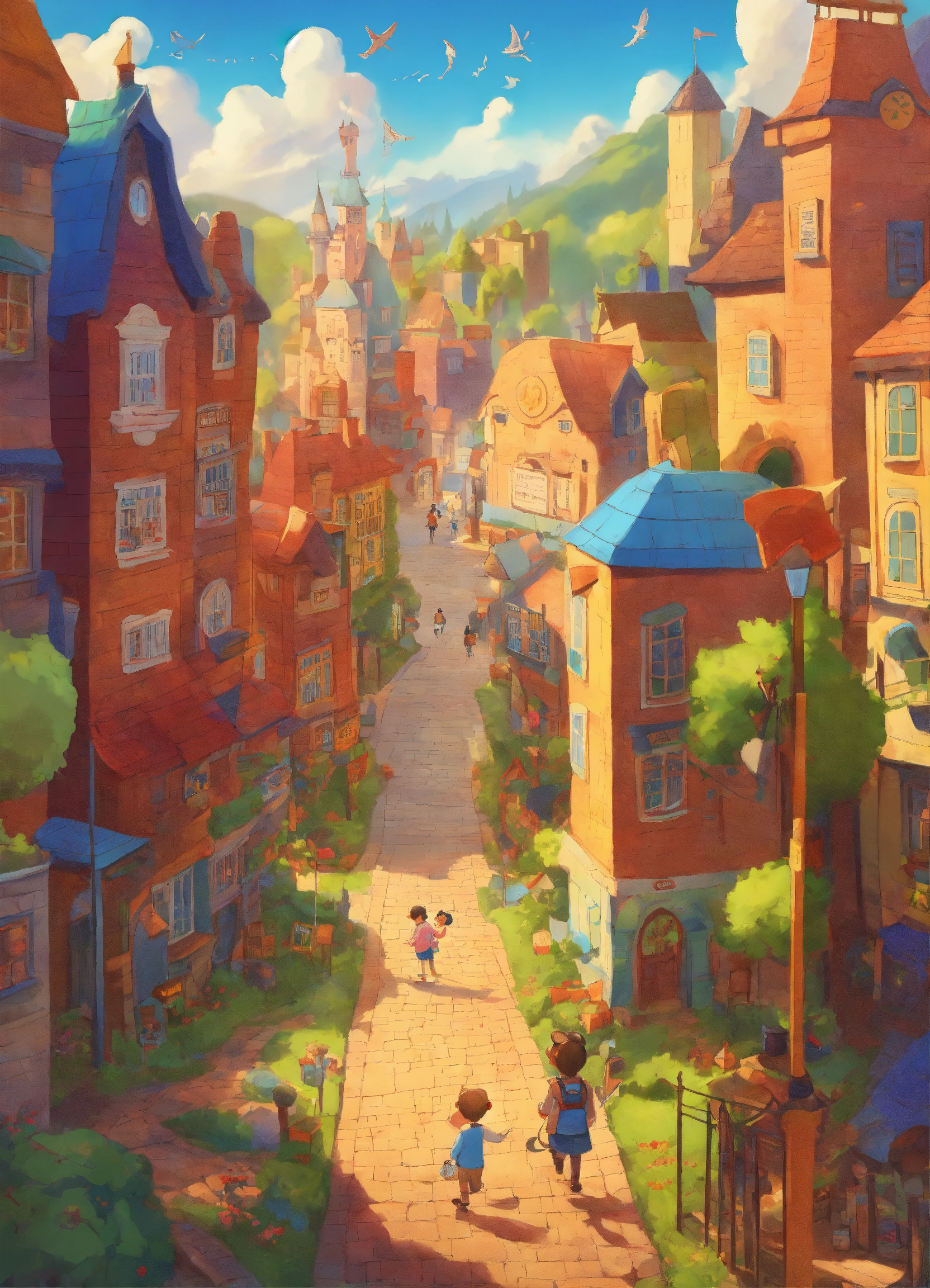 Lexica - A highly detailed imaginary school town. The city buildings ...