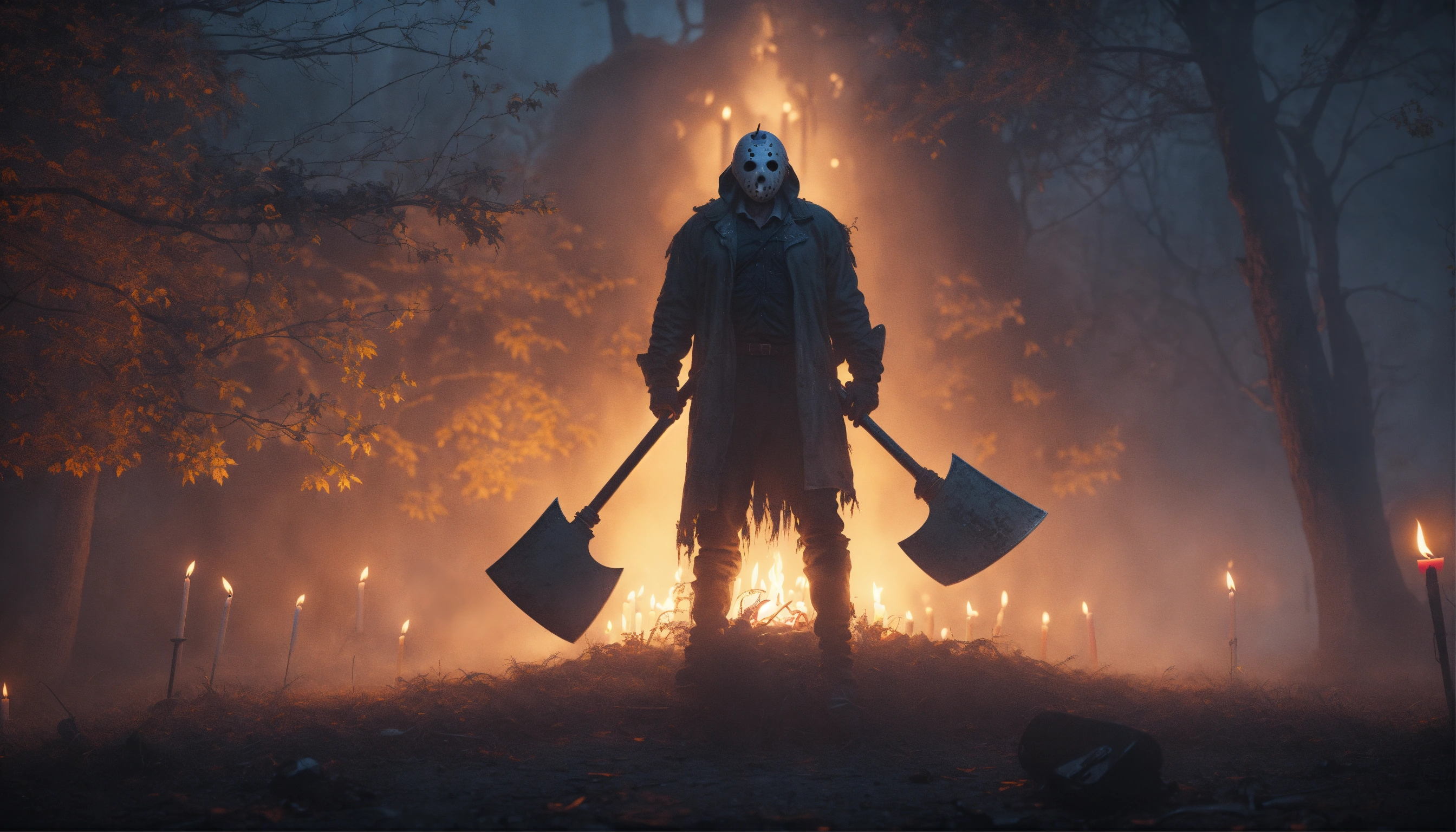 Lexica - A very scary Jason Voorhees holding a large axe, Halloween ...