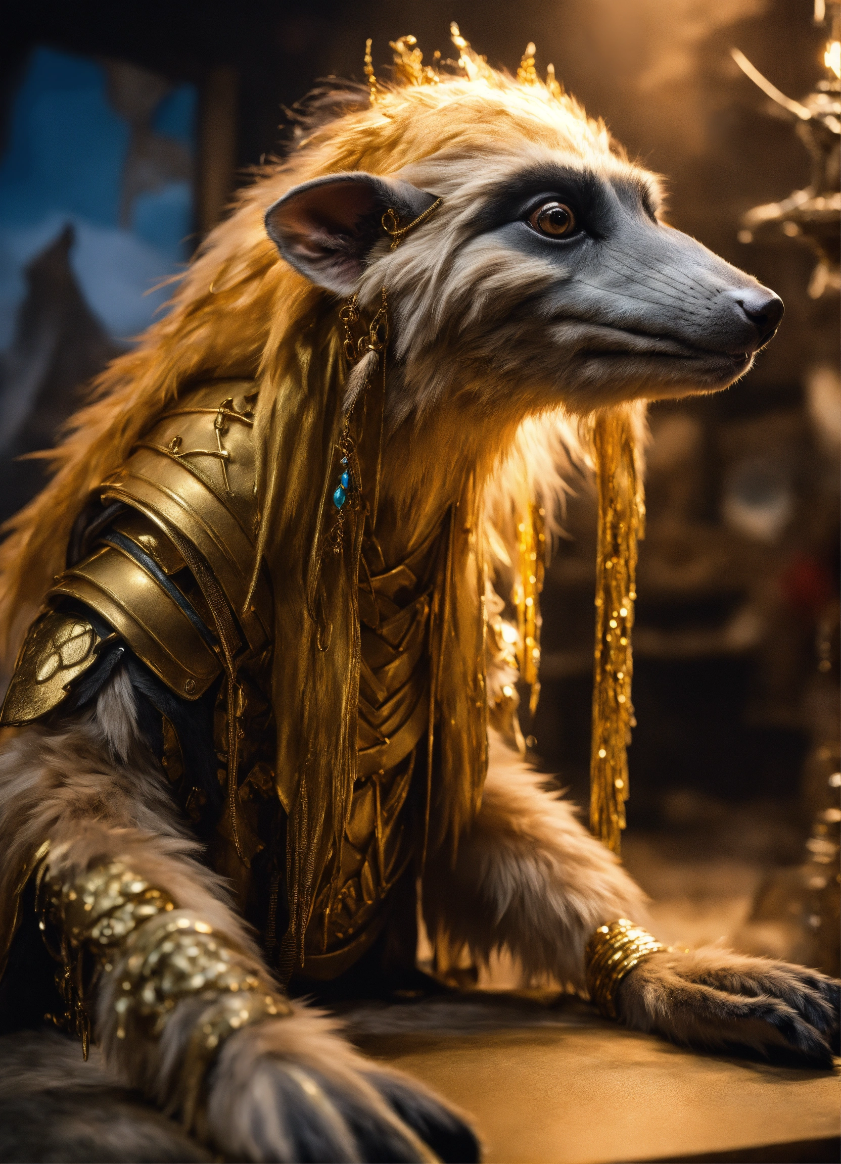 Lexica - A extra furry animal gold and clothes full body life size from ...
