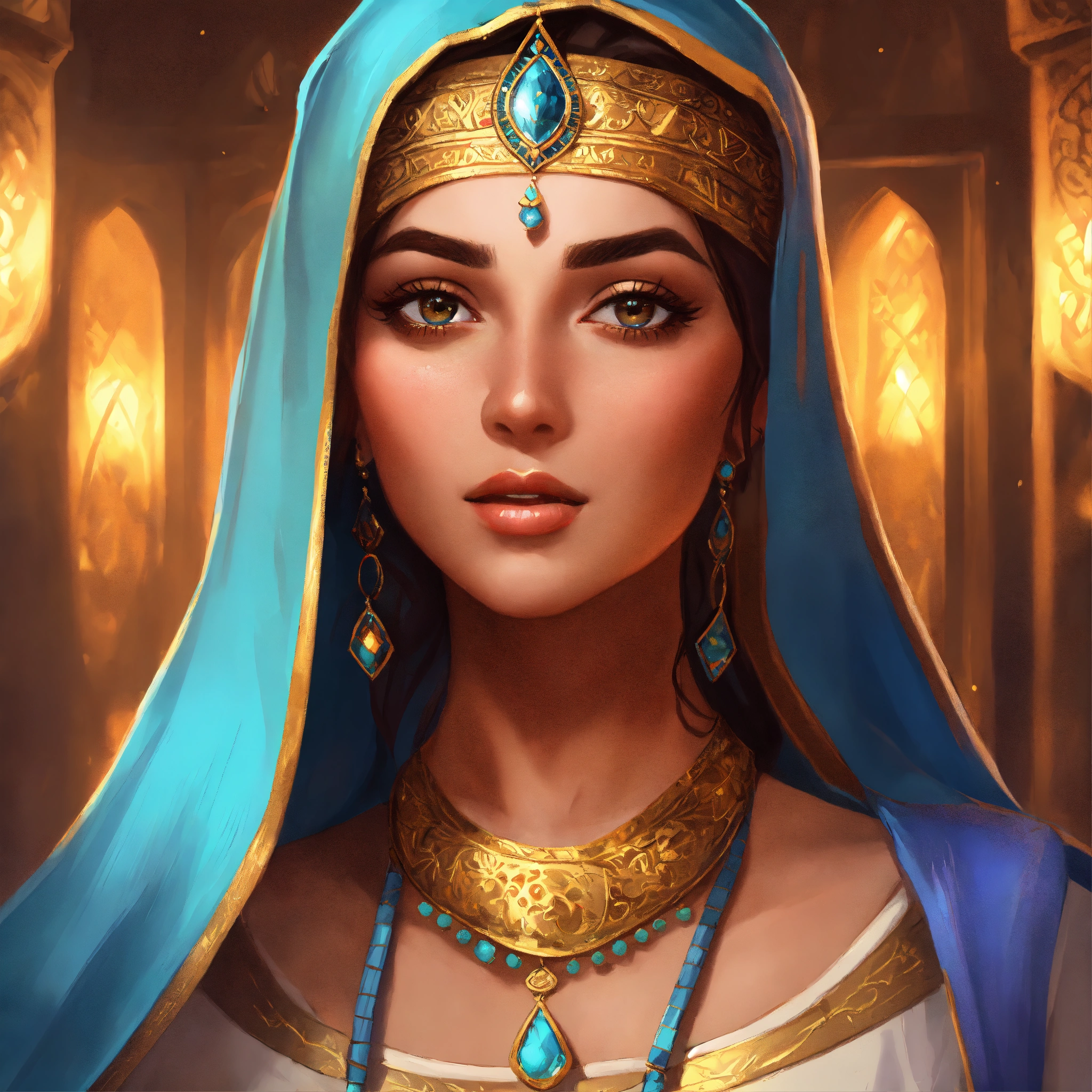 Lexica - Arab princess, realistic cartoon oil paint, 2D illustration ...