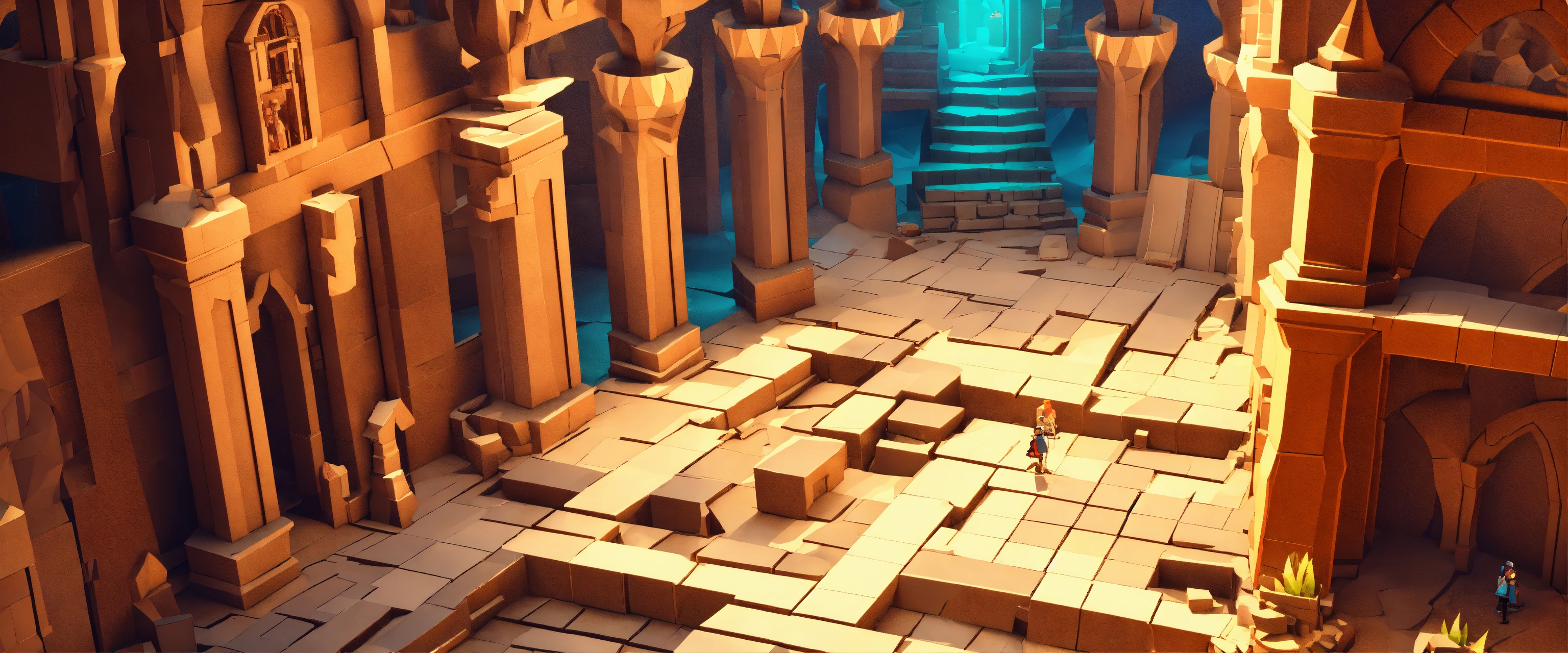 Lexica - A top-down view, 3d low poly puzzle , inspired by monument ...