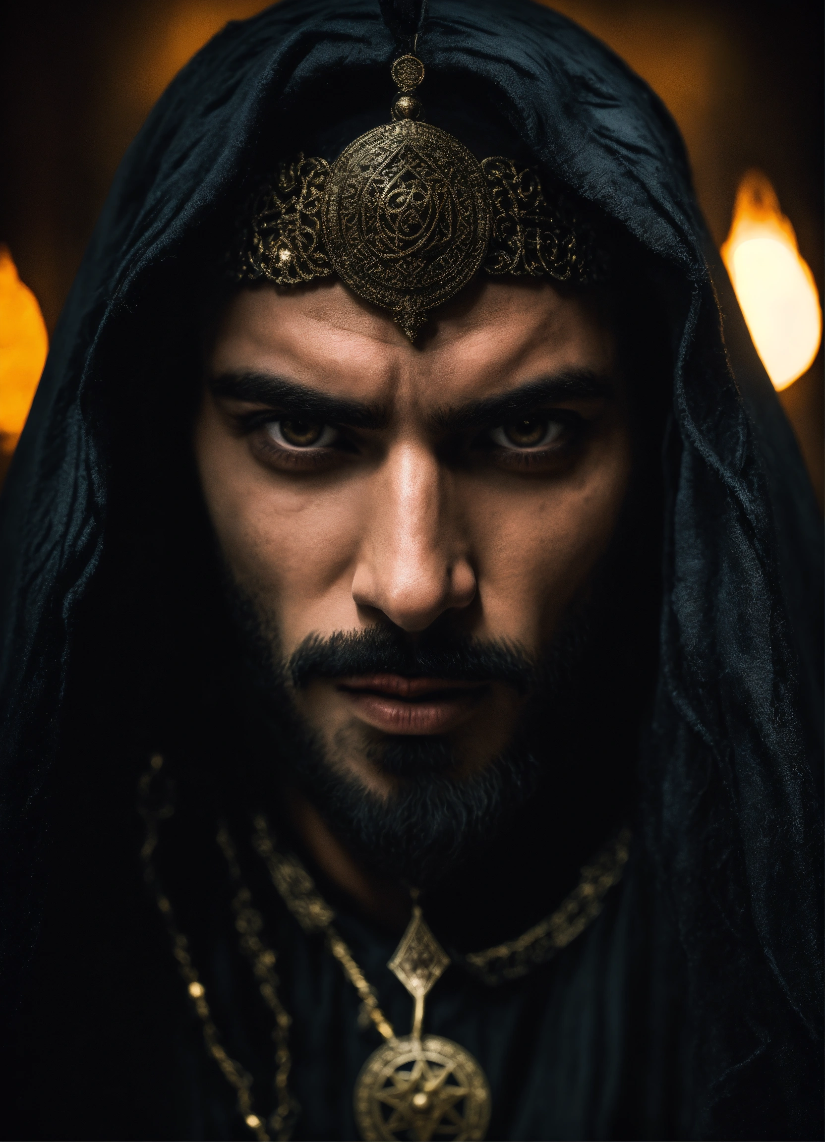Lexica - Dark, mysterious and dramatic headshot of a handsome Arabic ...