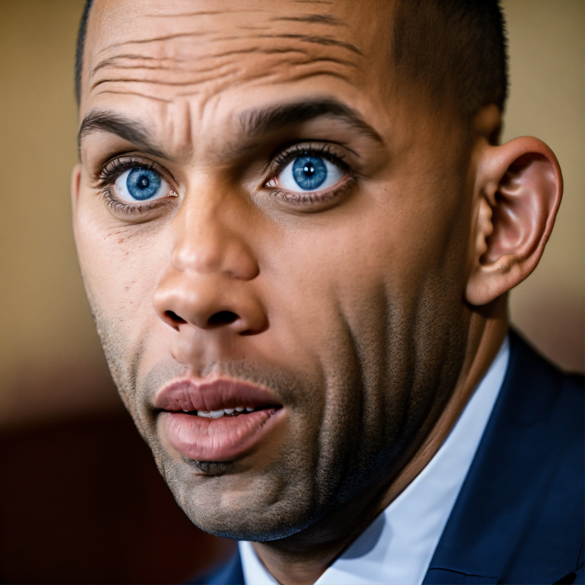 Lexica - HAKEEM JEFFRIES SILVERY-BLUE EYES, ANGRY, MAD YELLING, CROOKED ...