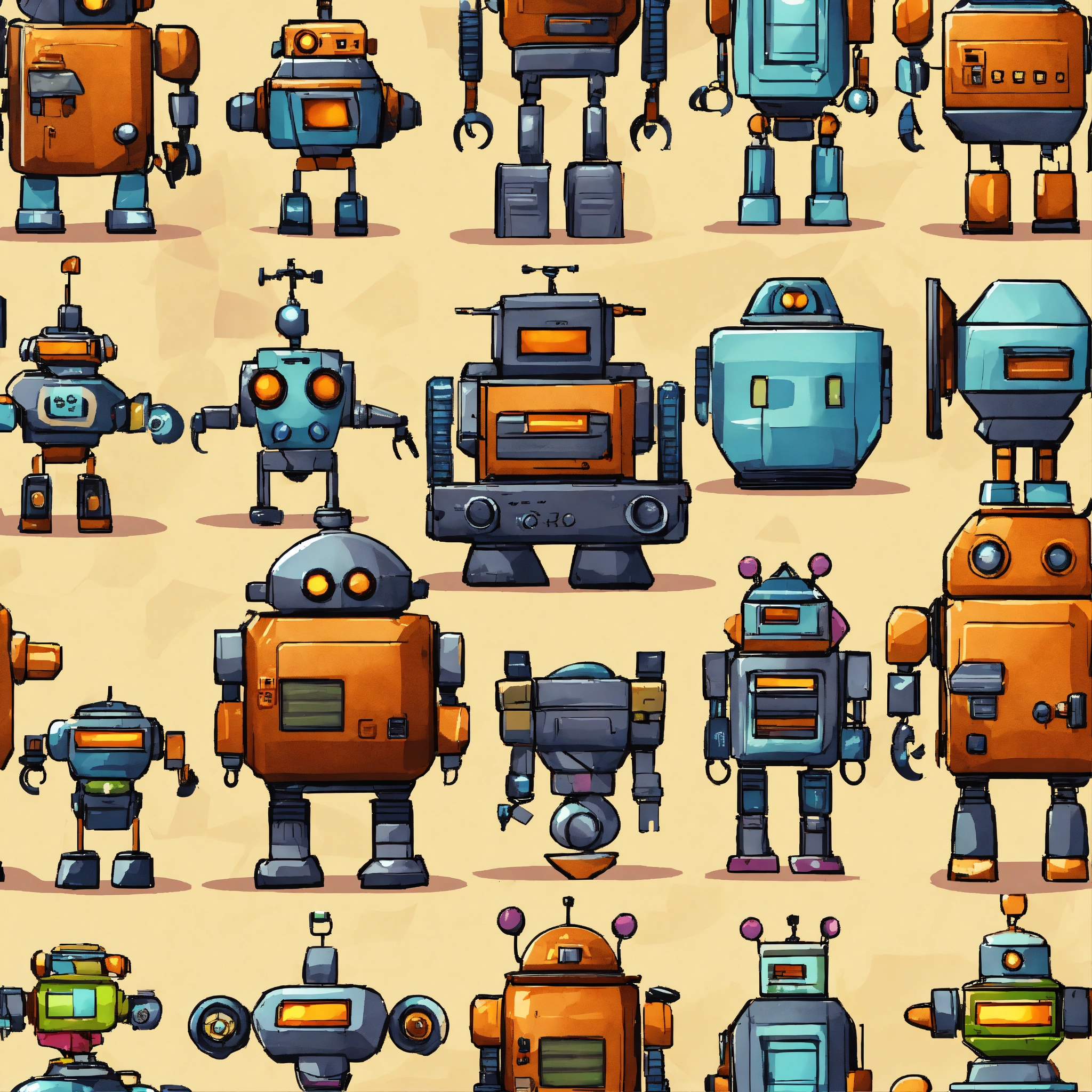Lexica - Generate images of fast cartoon robots for a game. These ...