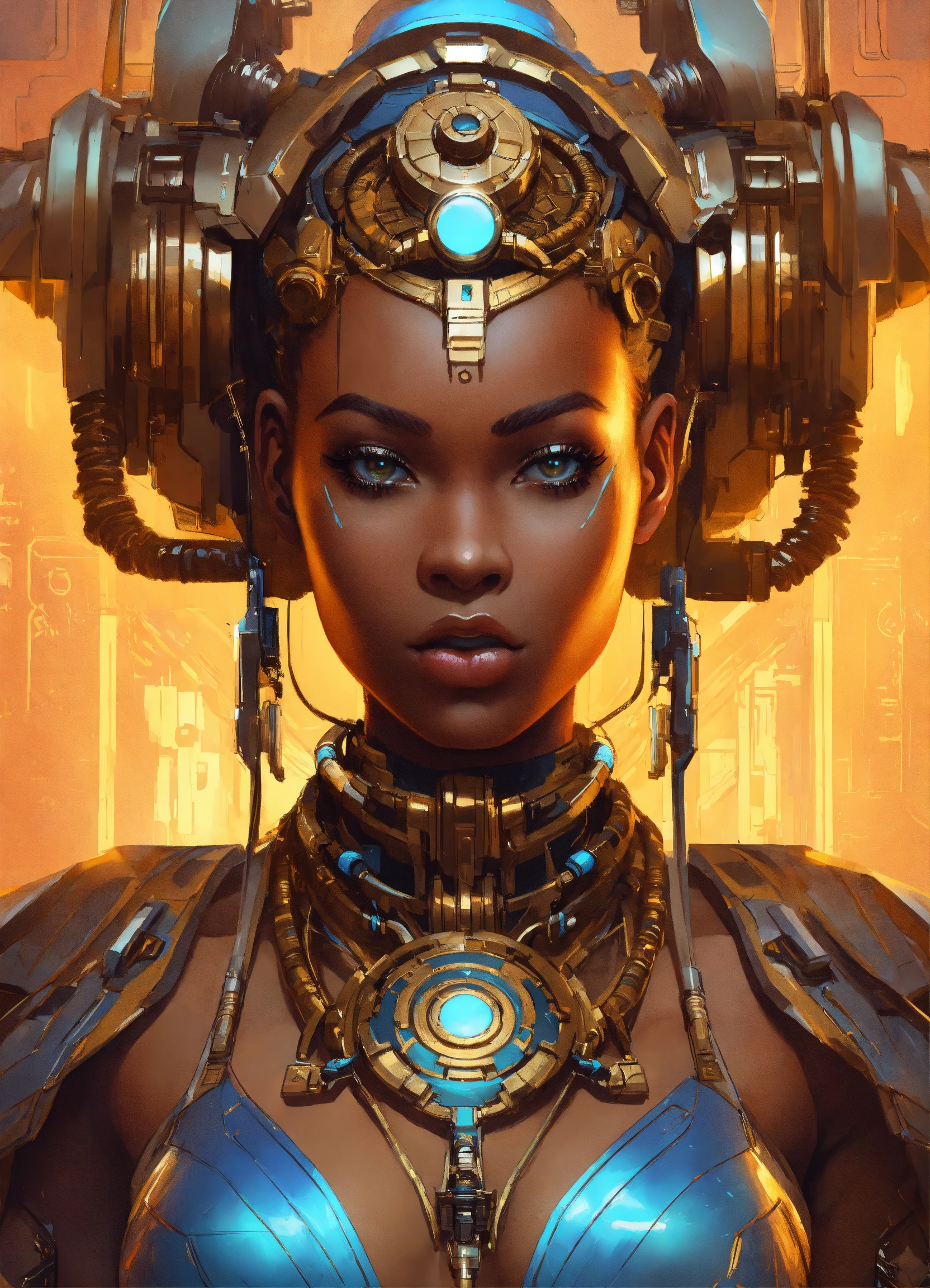 Lexica - Symmetry!! portrait of cyberpunk African empress goddess mecha ...