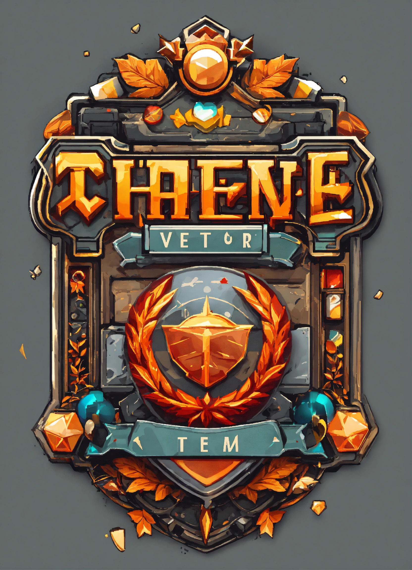 Lexica - Vector art badge design on a gray background , casual game style