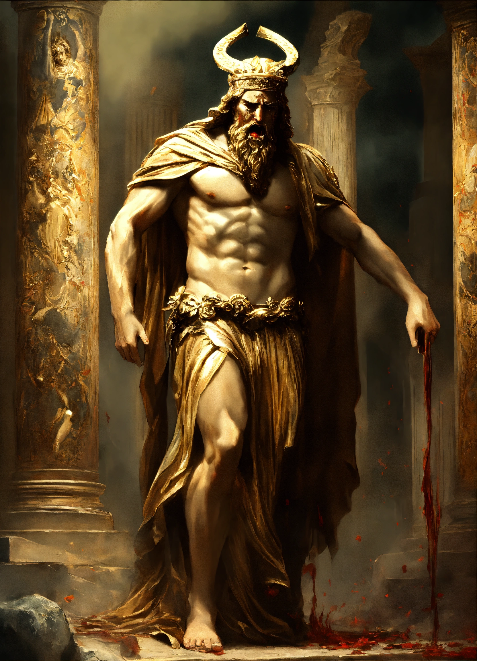 Lexica - Greek god of fear, terror, scary, weeping in fear, full scene
