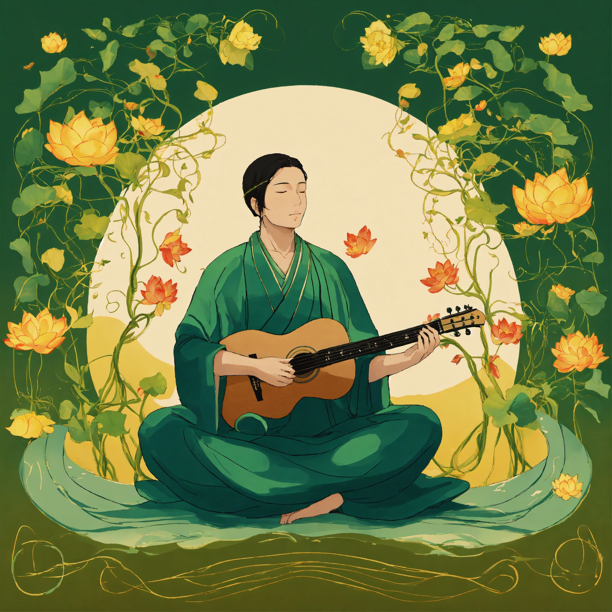 Lexica - An American Californian musician meditating in a Japanese ...