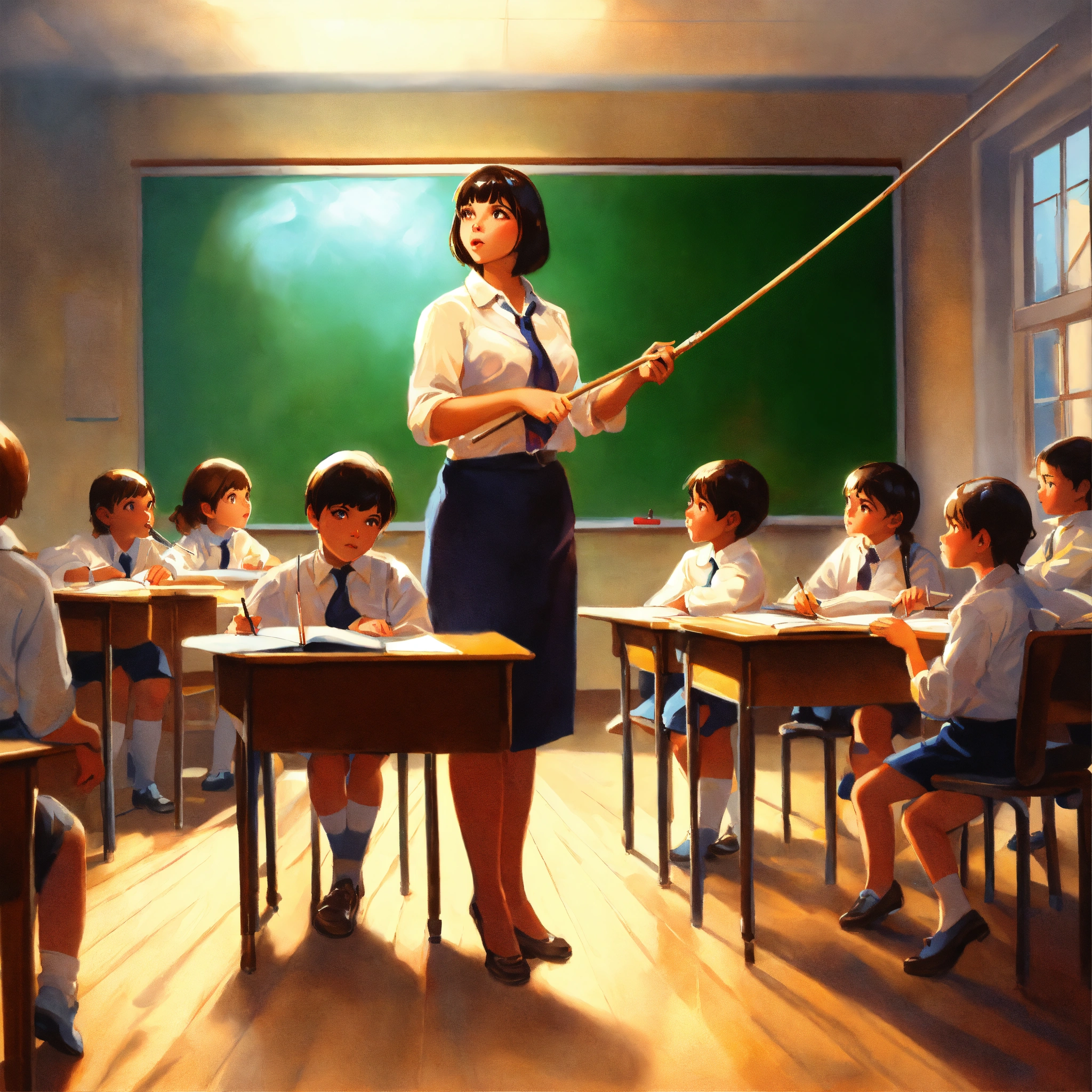 Lexica - The teacher is standing with rods in front of the class, the ...