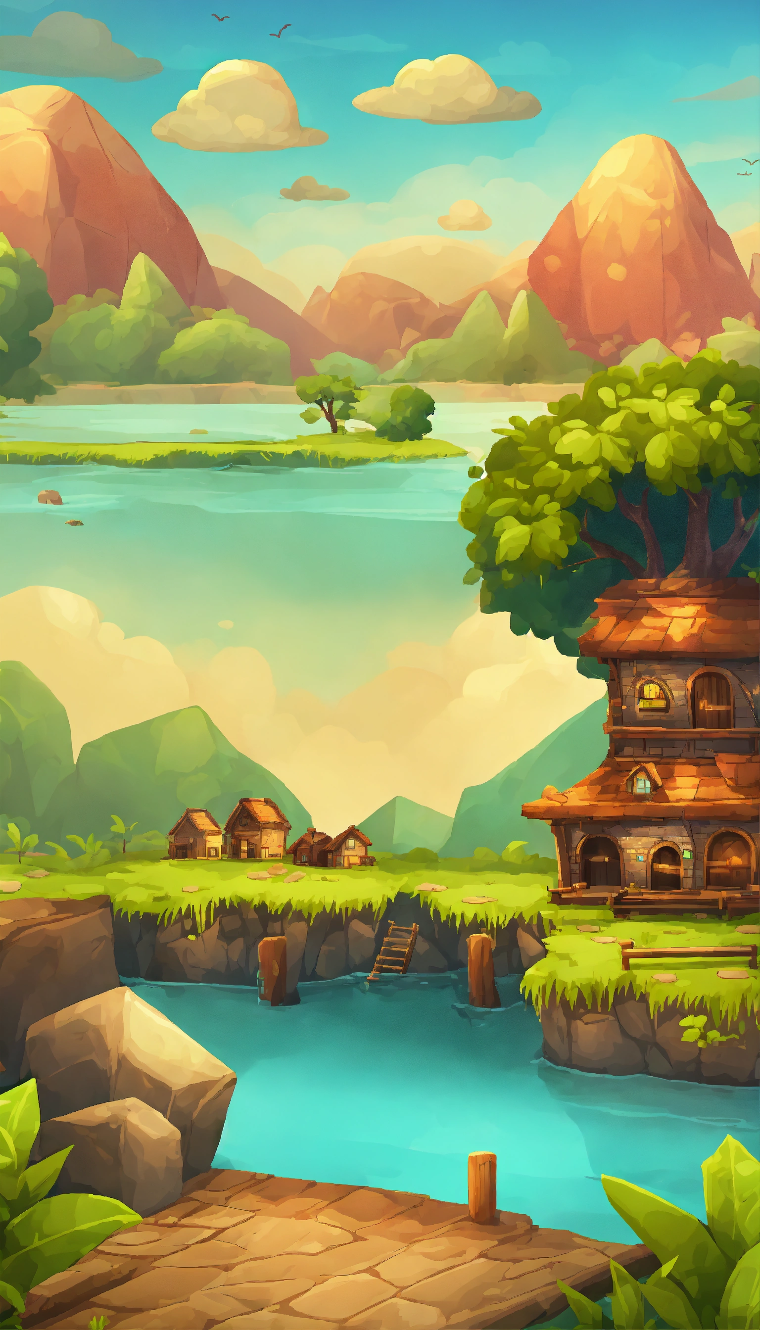 Lexica - 2d mobile platform game background with varied scenes