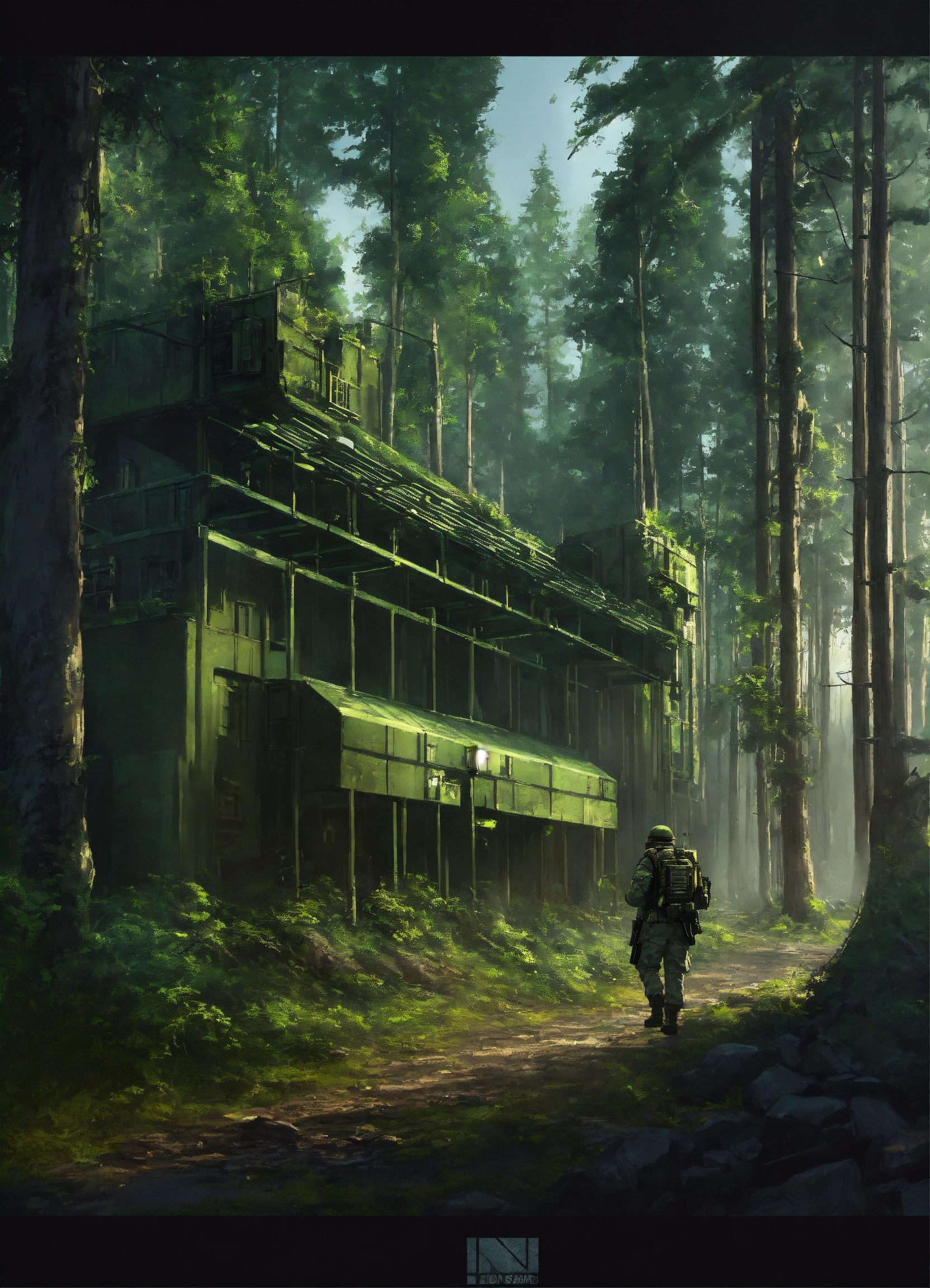 Lexica - Clean and active sci fi military forest compound, military ...
