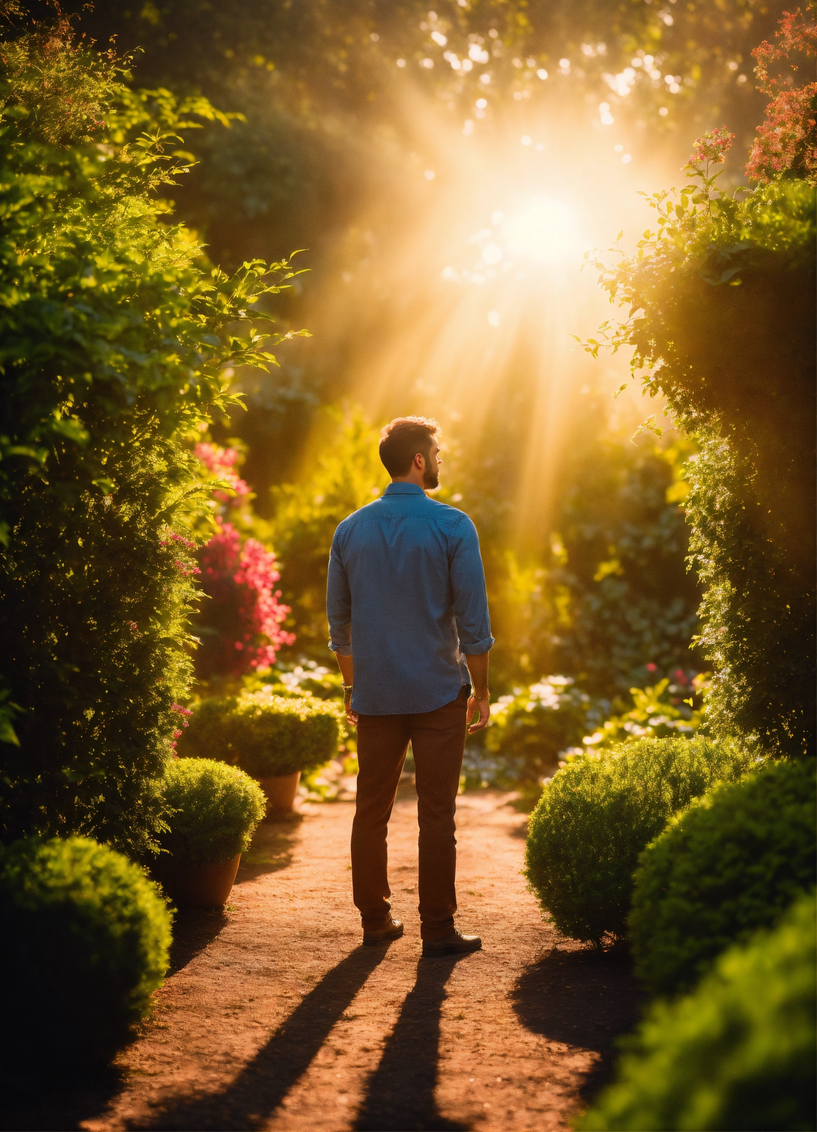 Lexica - Adam standing in bushes speaking with god, a ray of light ...