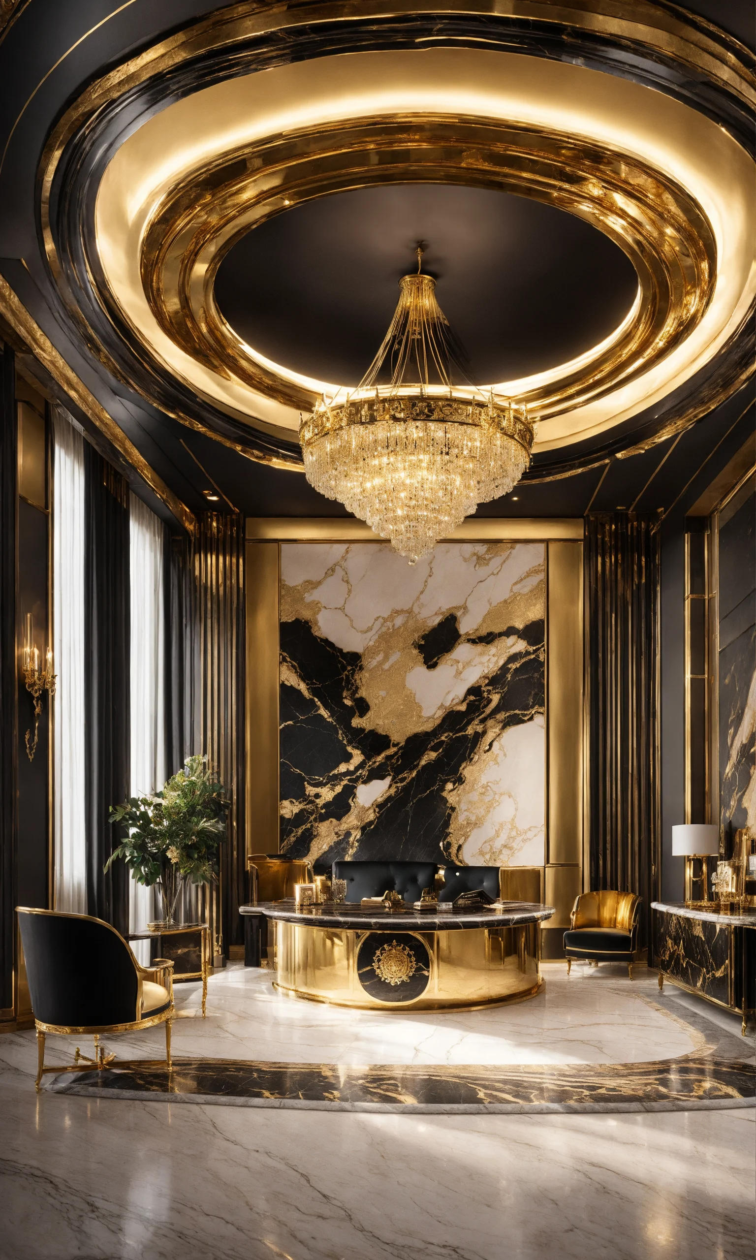 Lexica - A luxury design office room golden and black marble with gold ...