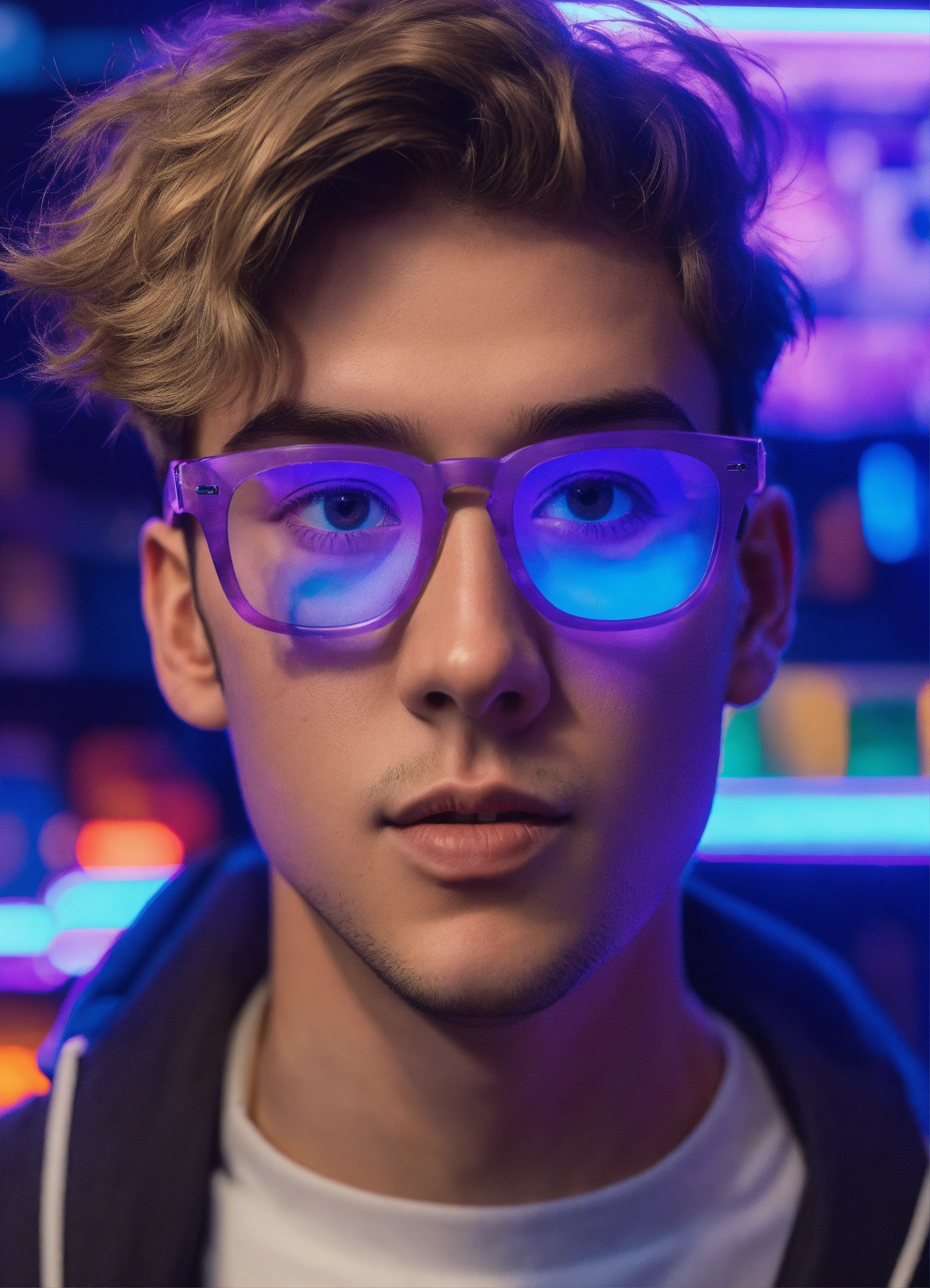 Lexica - Athletic twenty year old male streamer in blue light glasses ...