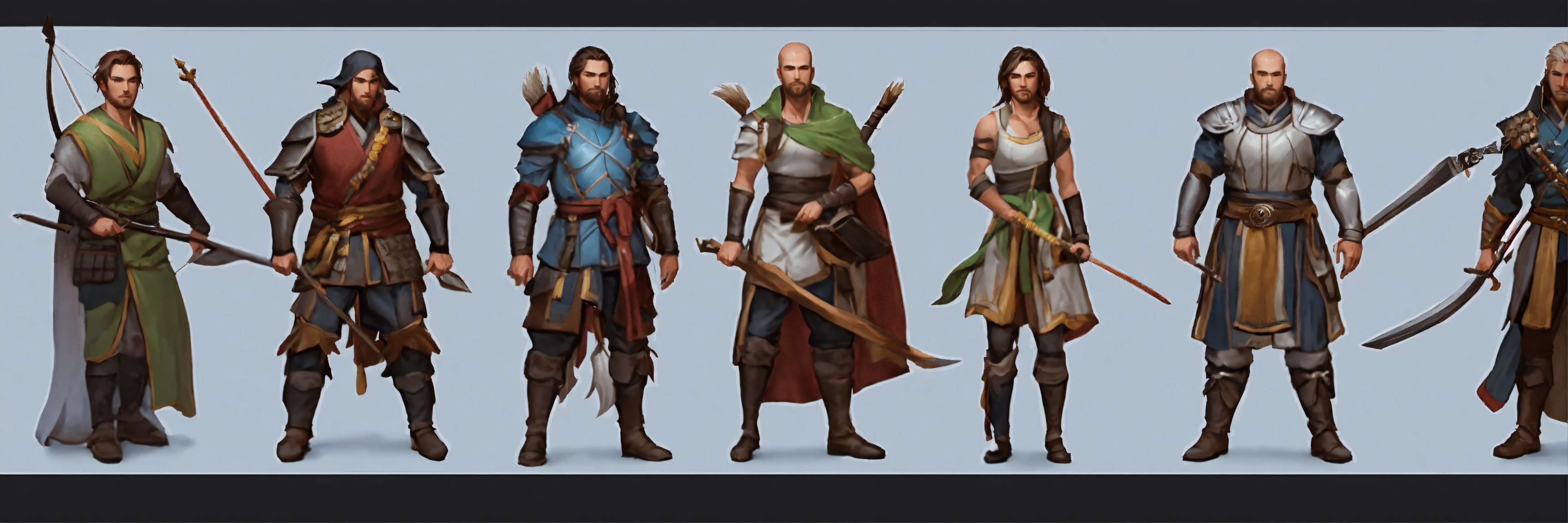 Lexica - 4 realistic full body male figures (mage, cleric warrior ...