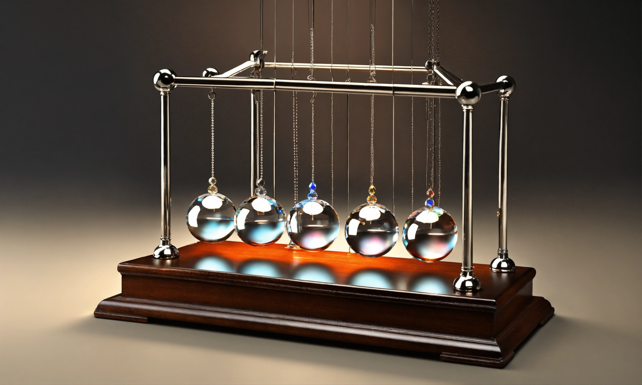 Lexica - Newton cradle, five crystal clear transparent pendulums, one ...