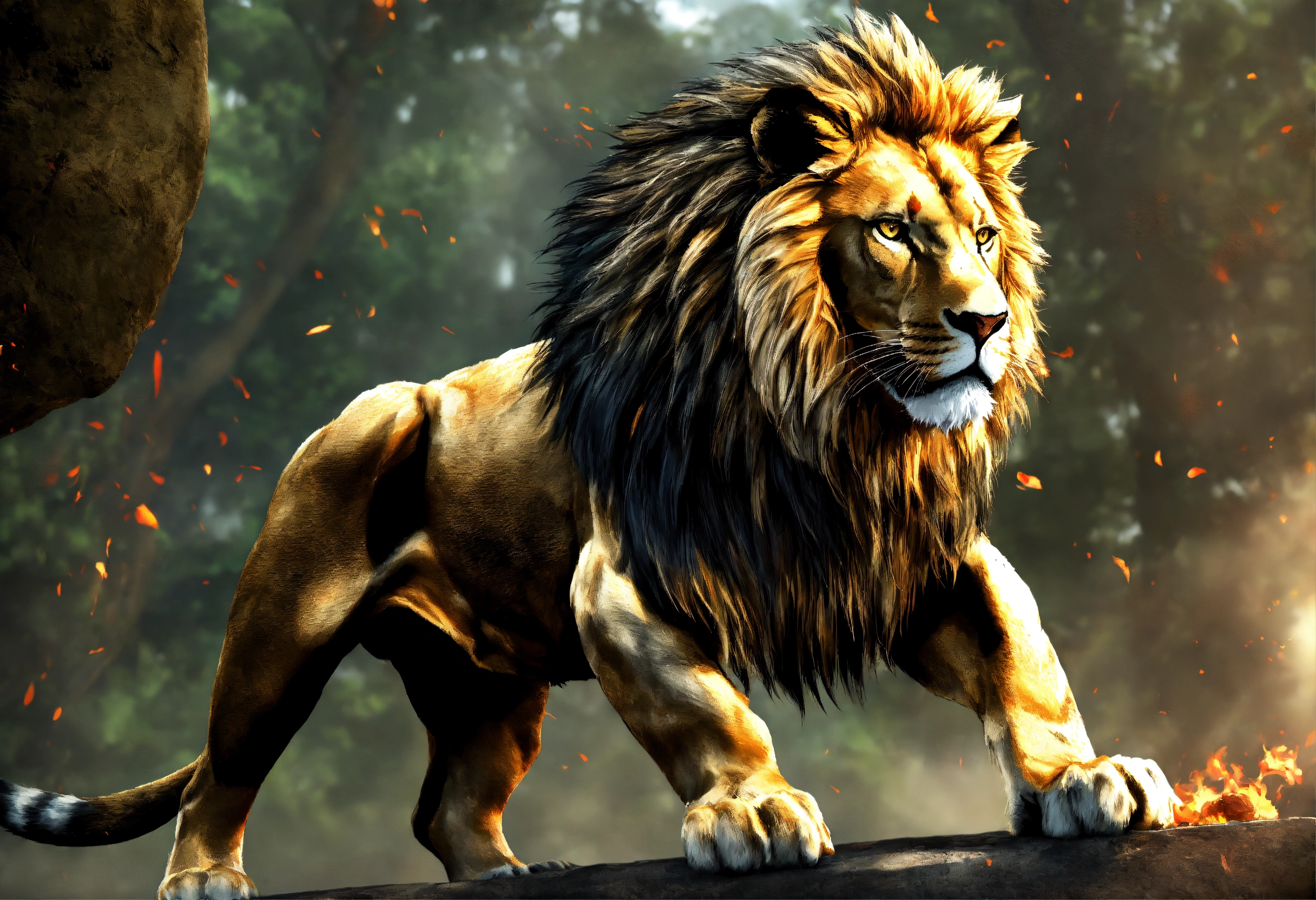 Lexica - Lion ronin. Battlefield. Hyper realistic.