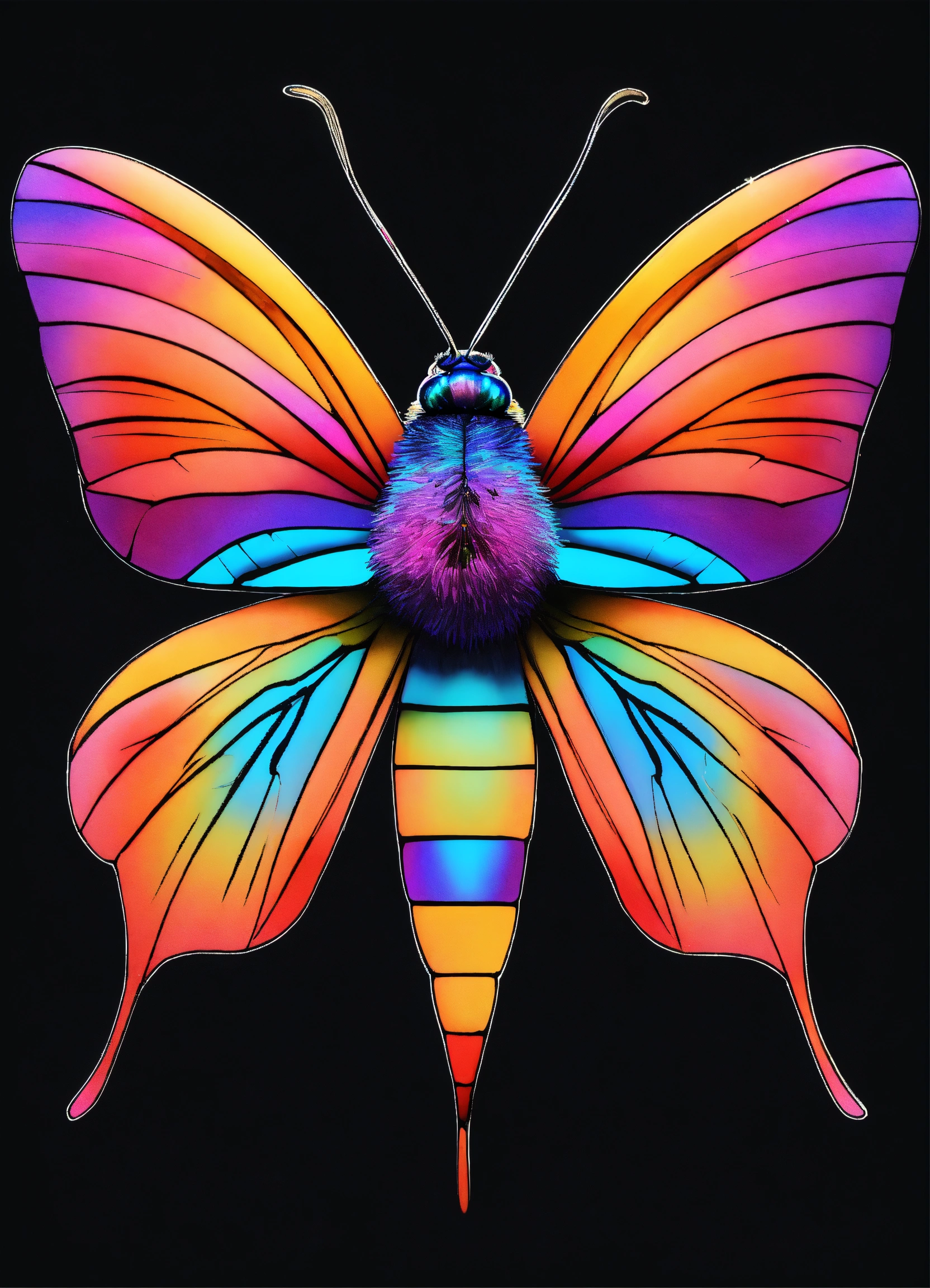 Lexica - A multicolored iridescent moth with bright colors forming a ...