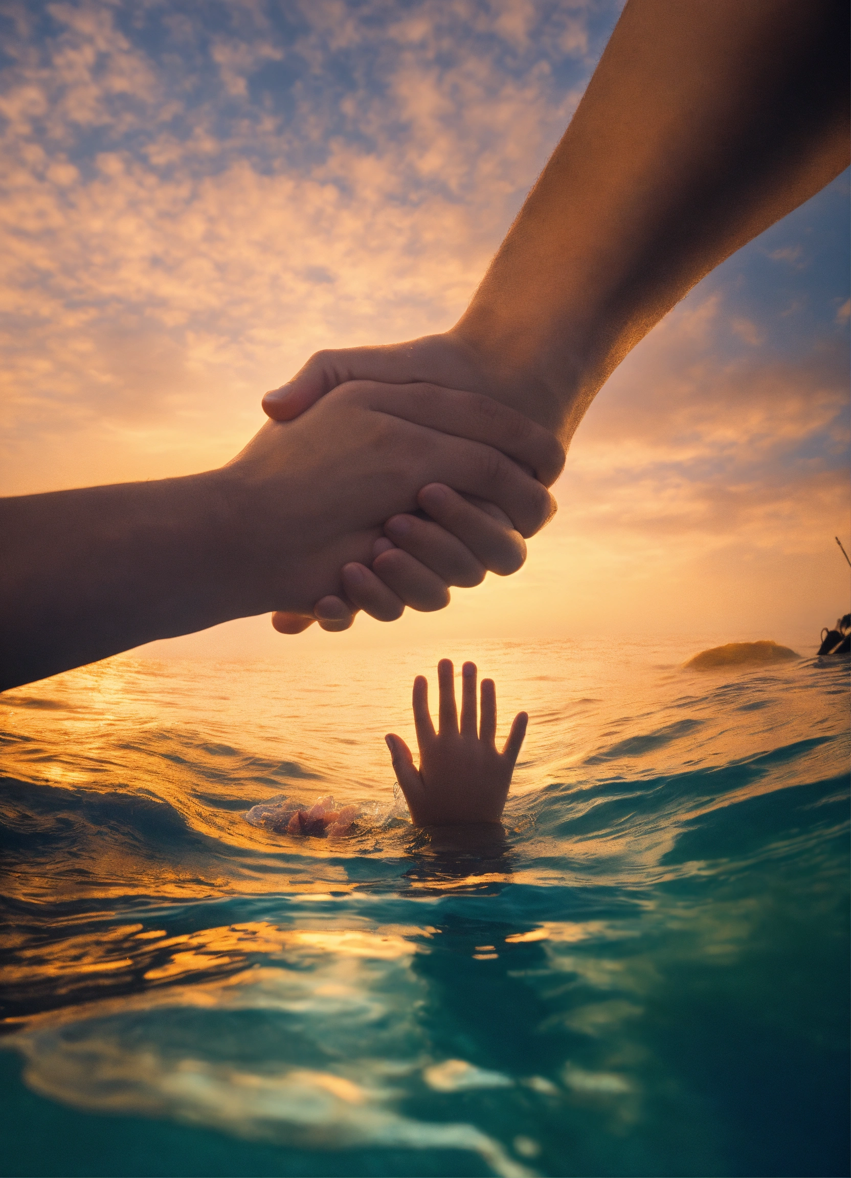 Lexica - Hand hold someone hand's for saves him from drowning