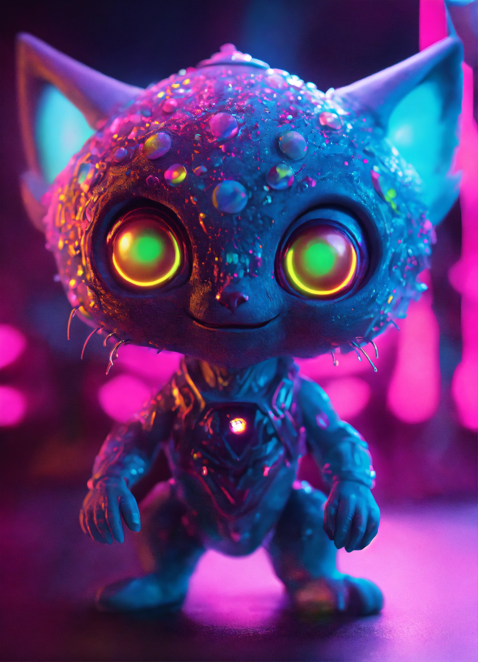 Lexica - Gelly cute adorable alien monster, full-body, neon glow colors ...