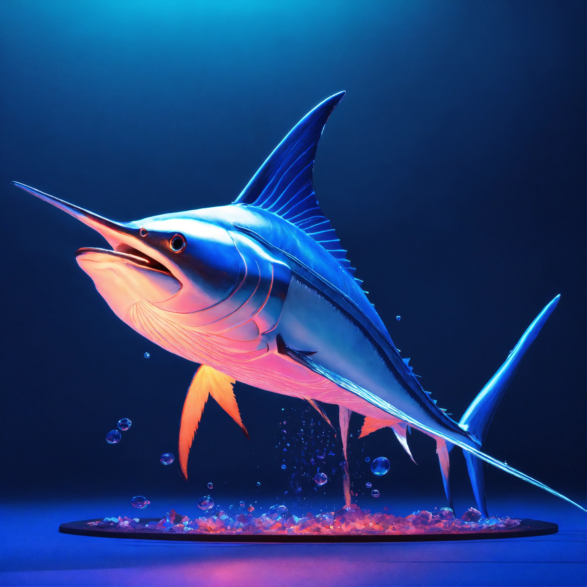 Lexica - A blue marlin is seen on a blue background, in the style of ...