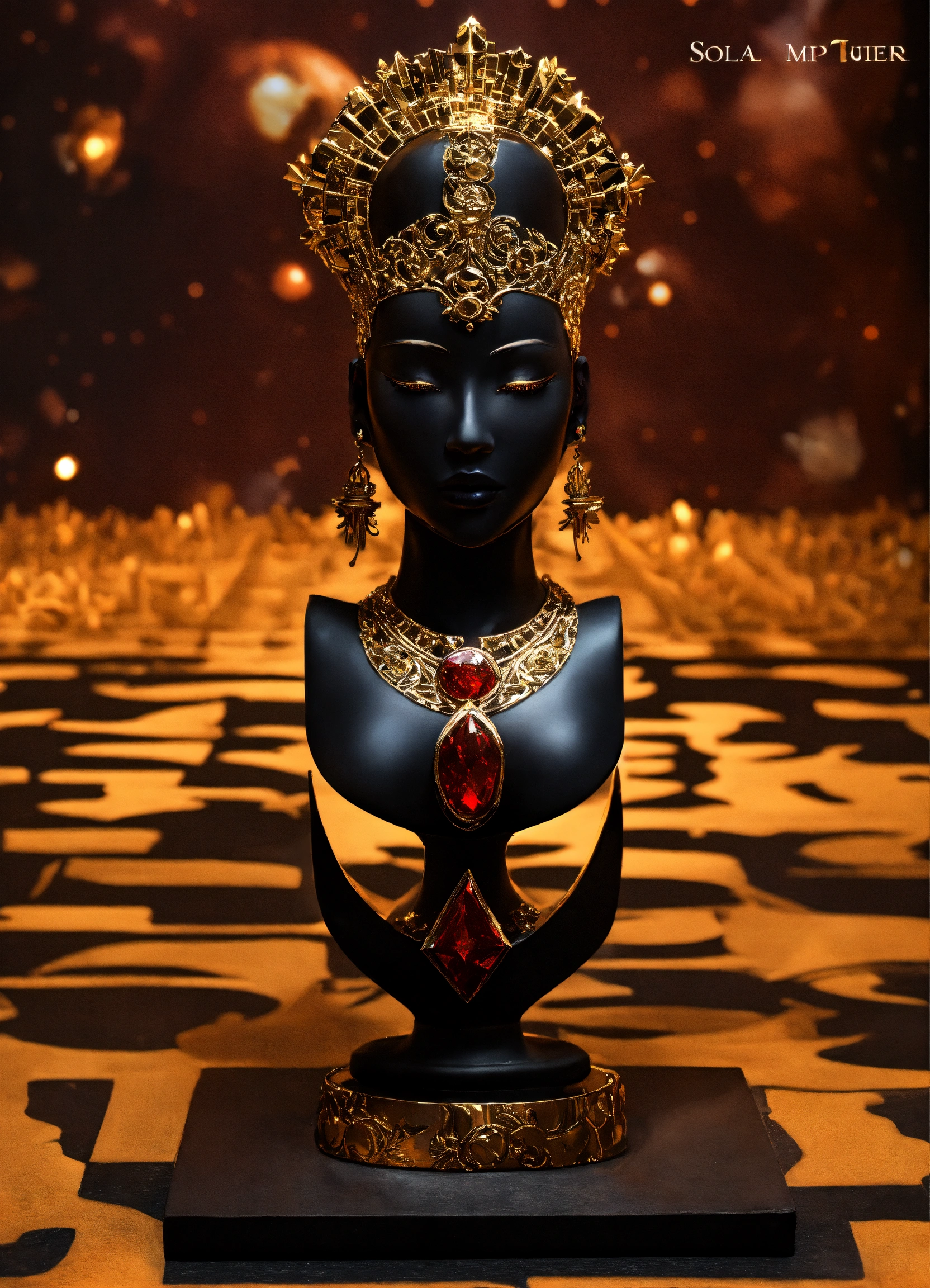 Lexica - Minimalism. Black Solar Queen with long oversized red flowing ...