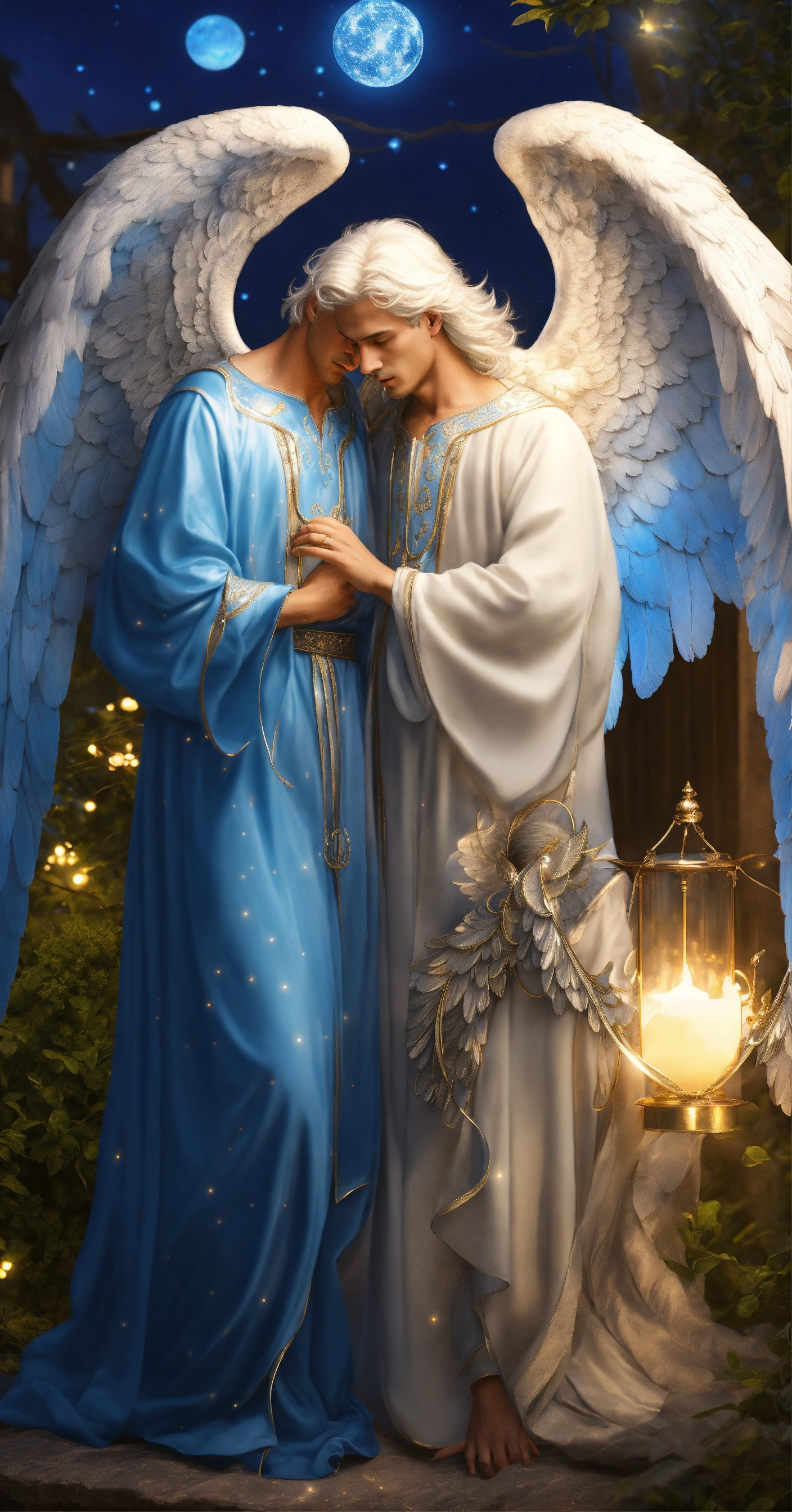 Lexica - 2 male guardian angels with detailed and luminous blue angel ...