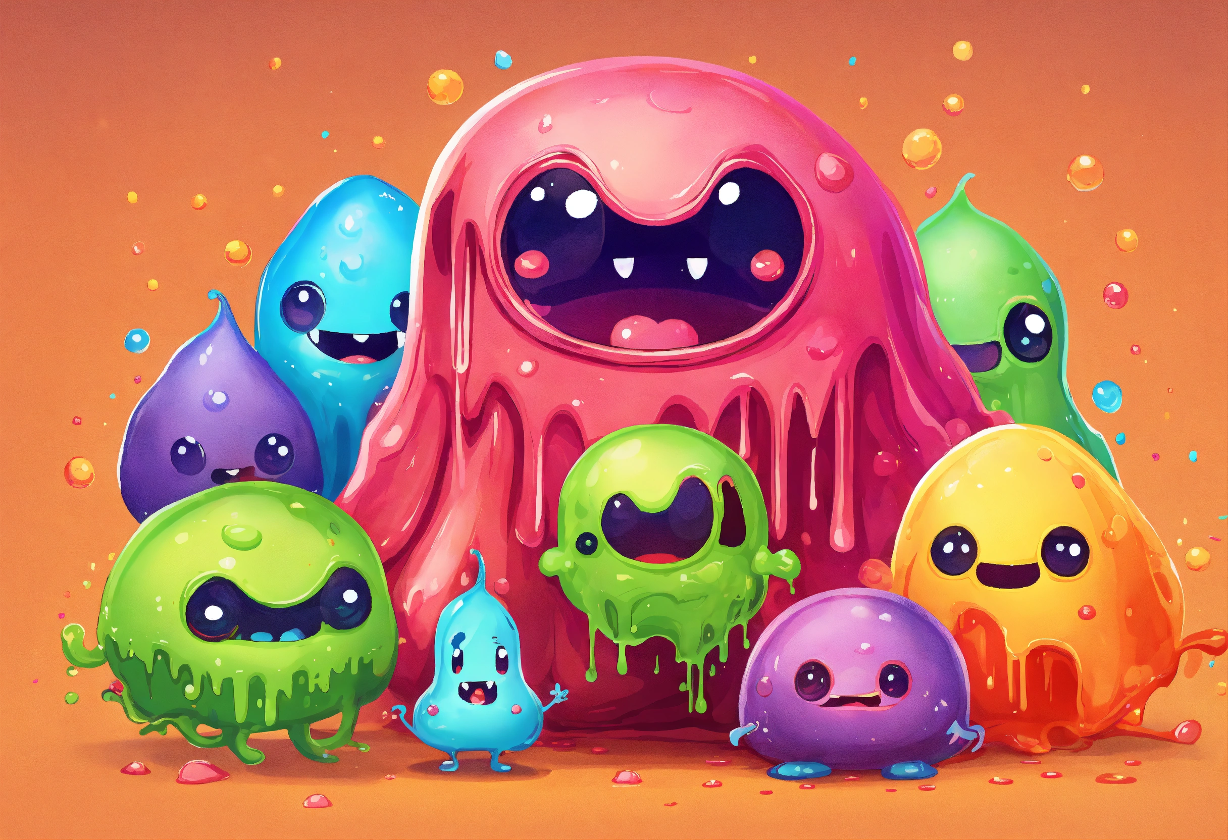 Lexica - Cute little slime monster vector cartoon illustration