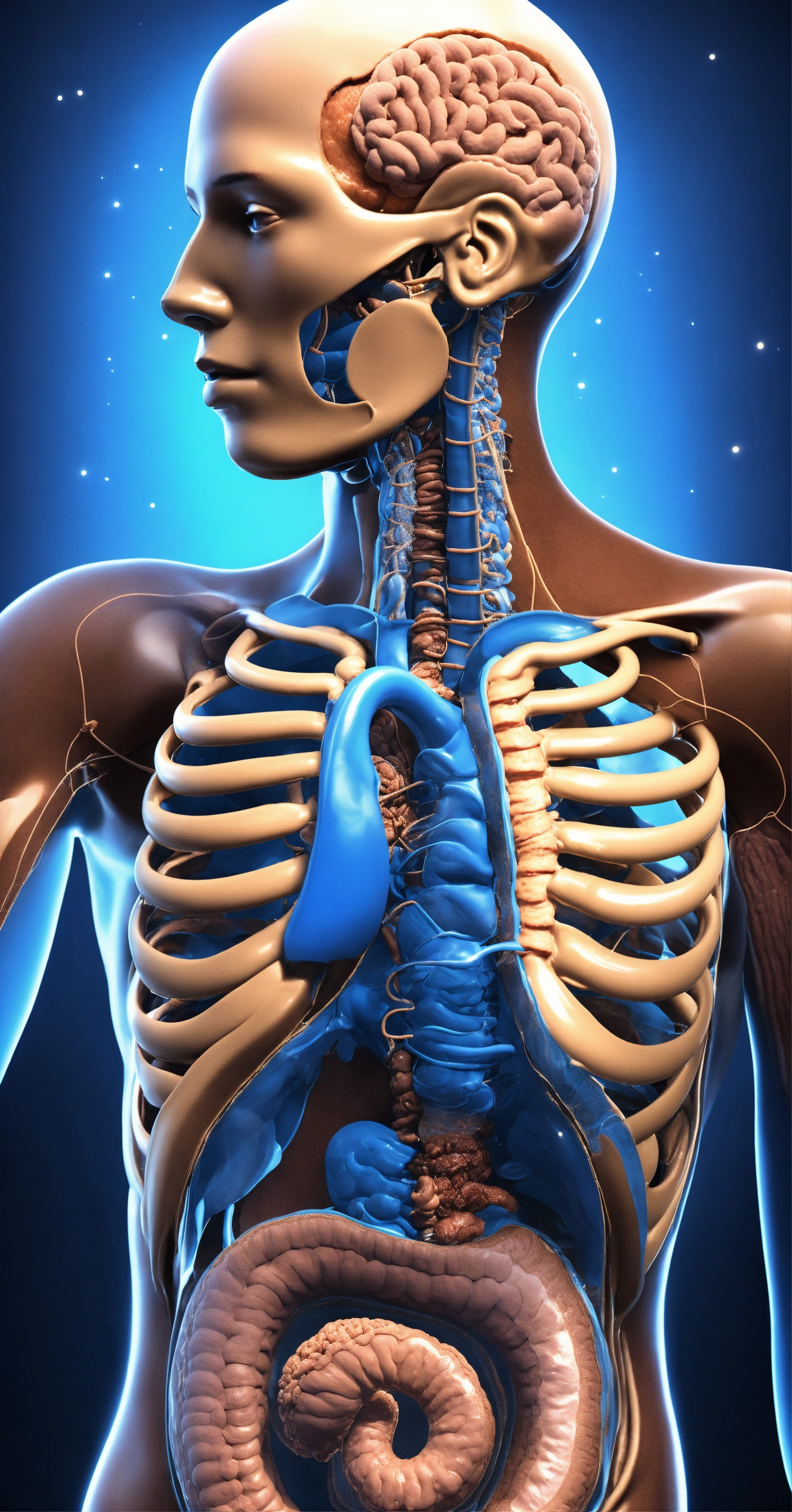 Lexica - Anatomy of the human digestive system, with blue lights and ...