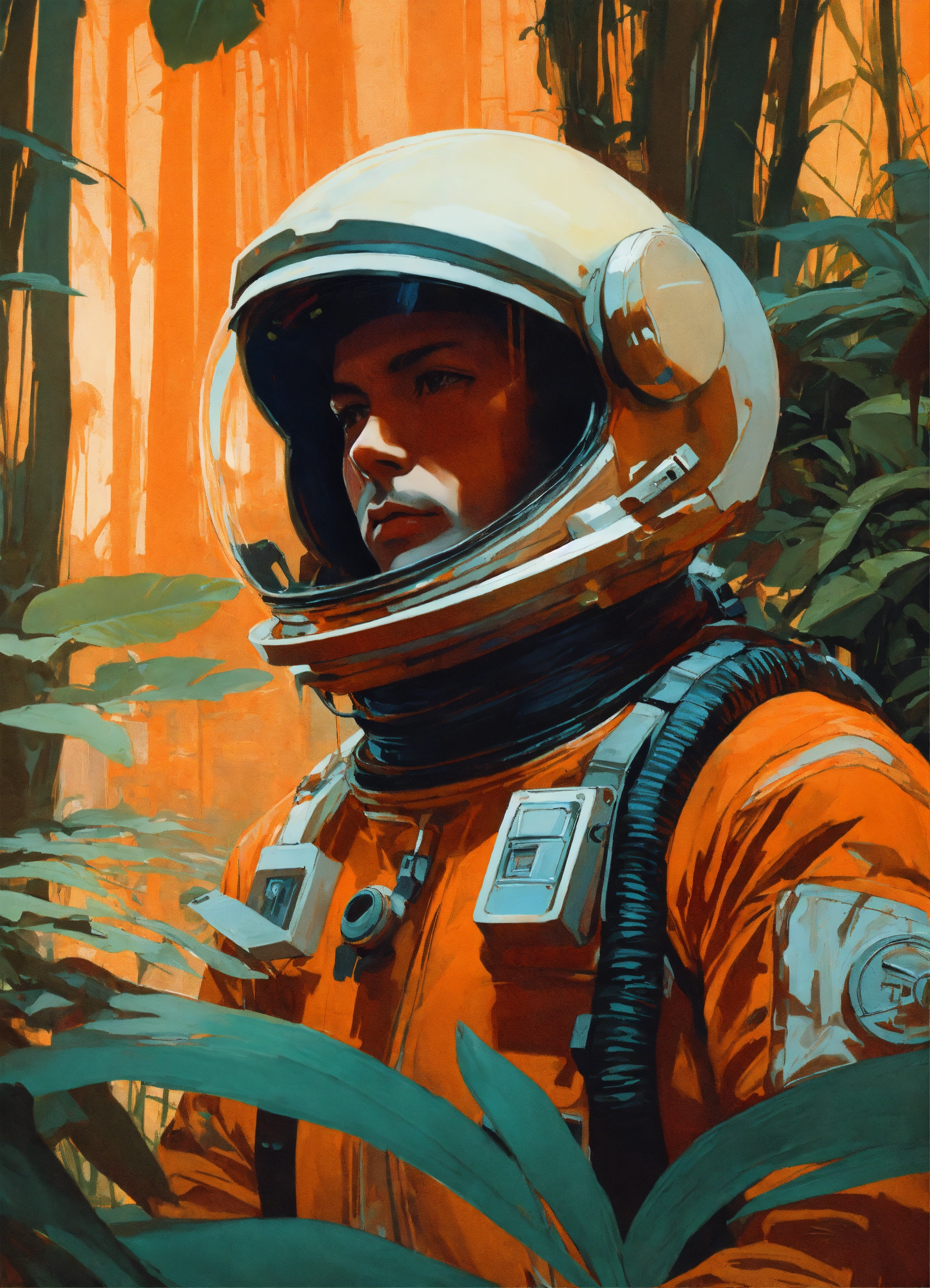 Lexica - Waist-up, muted photo portrait titled "men Astronaut, in a ...