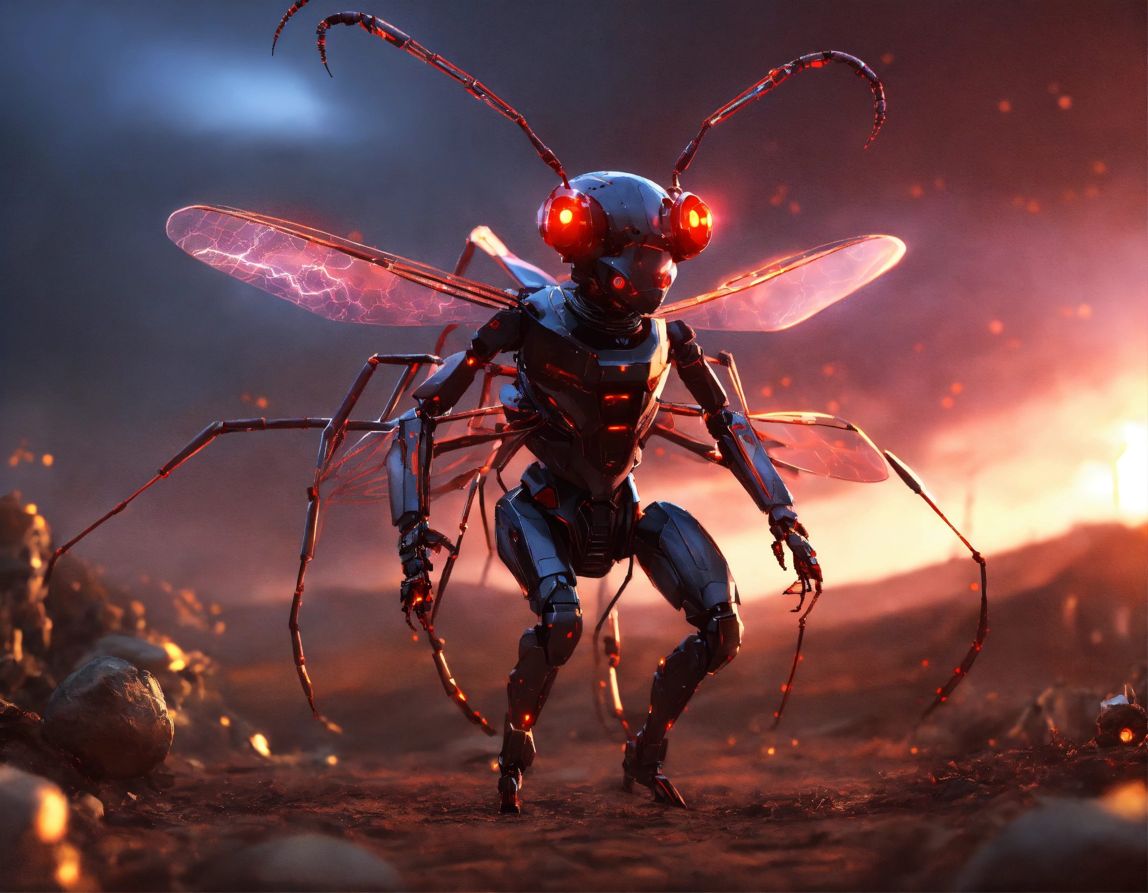 Lexica - Zoom out scene of 4 leg 2 arm comical funny standing black ant ...