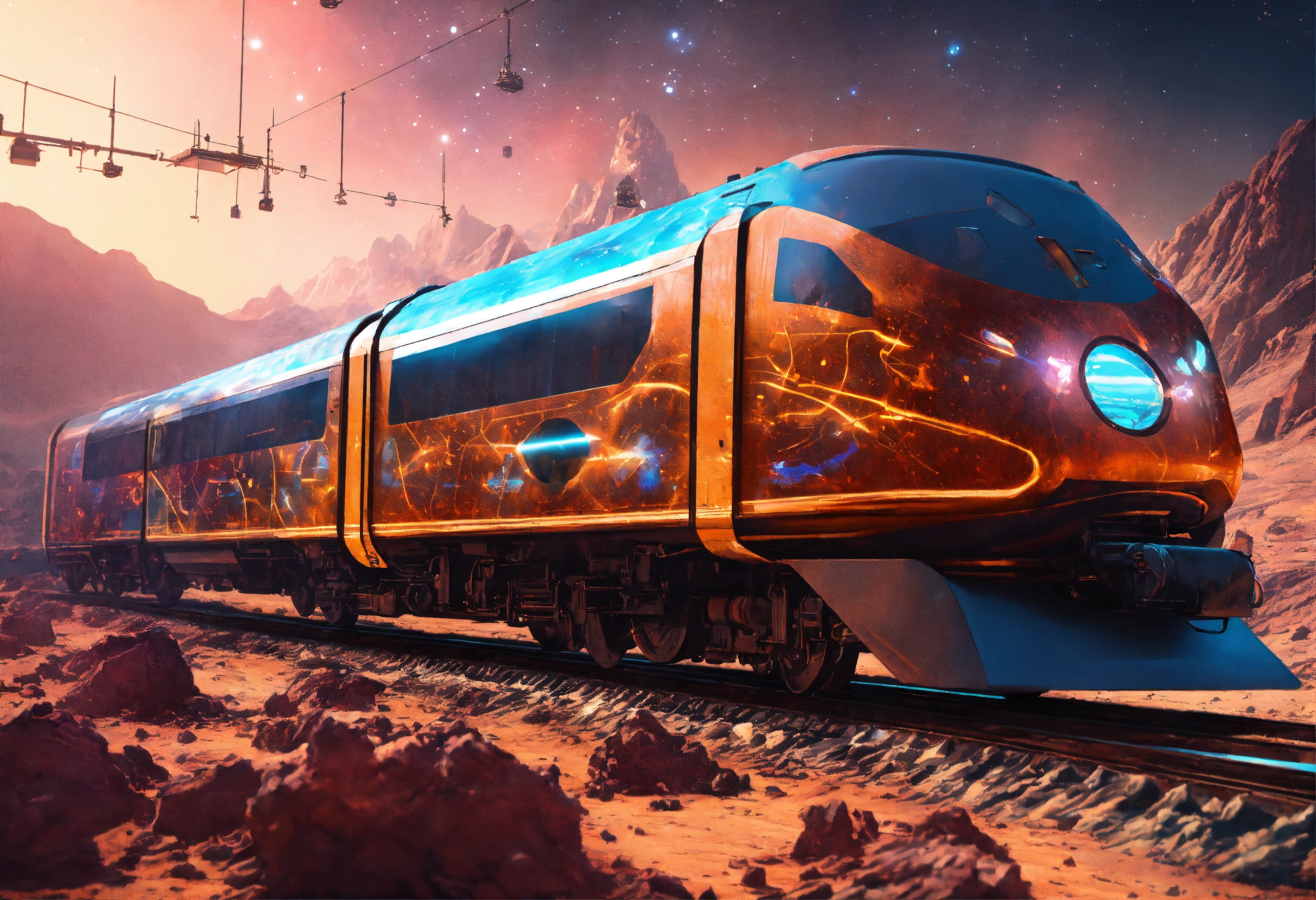 Lexica - Surreal style, A future train in cosmic space, dystopian, 8k ...