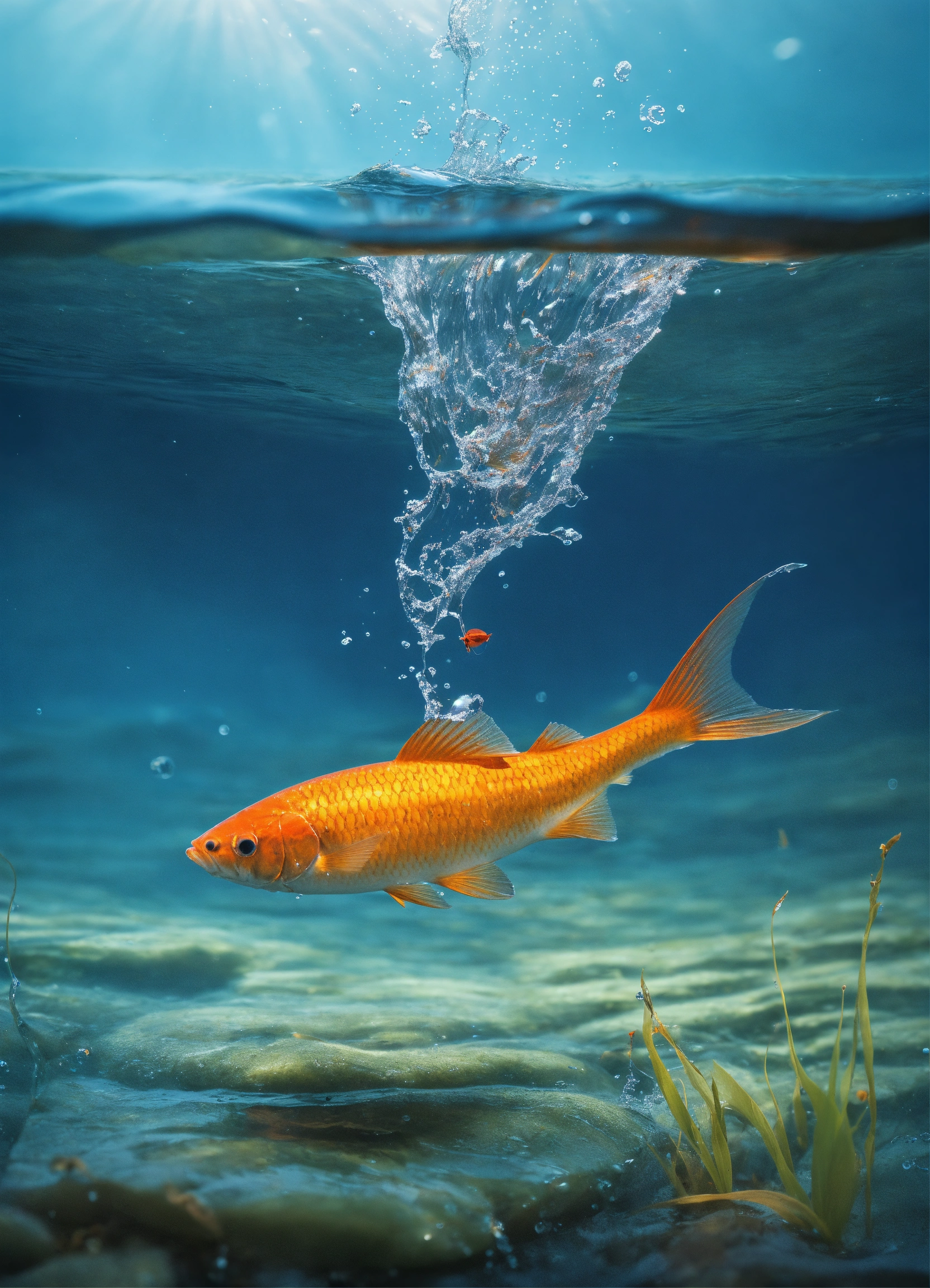 Lexica - The drop falls below the water surface, it morphs into a small ...