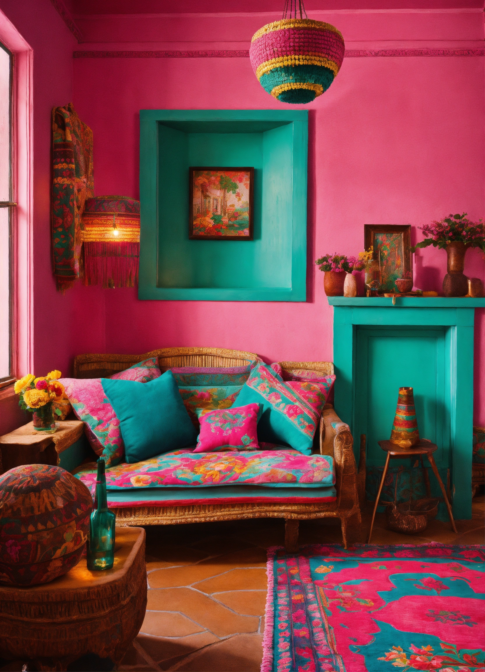 Lexica - Create some mexican style interior design with turquise and ...