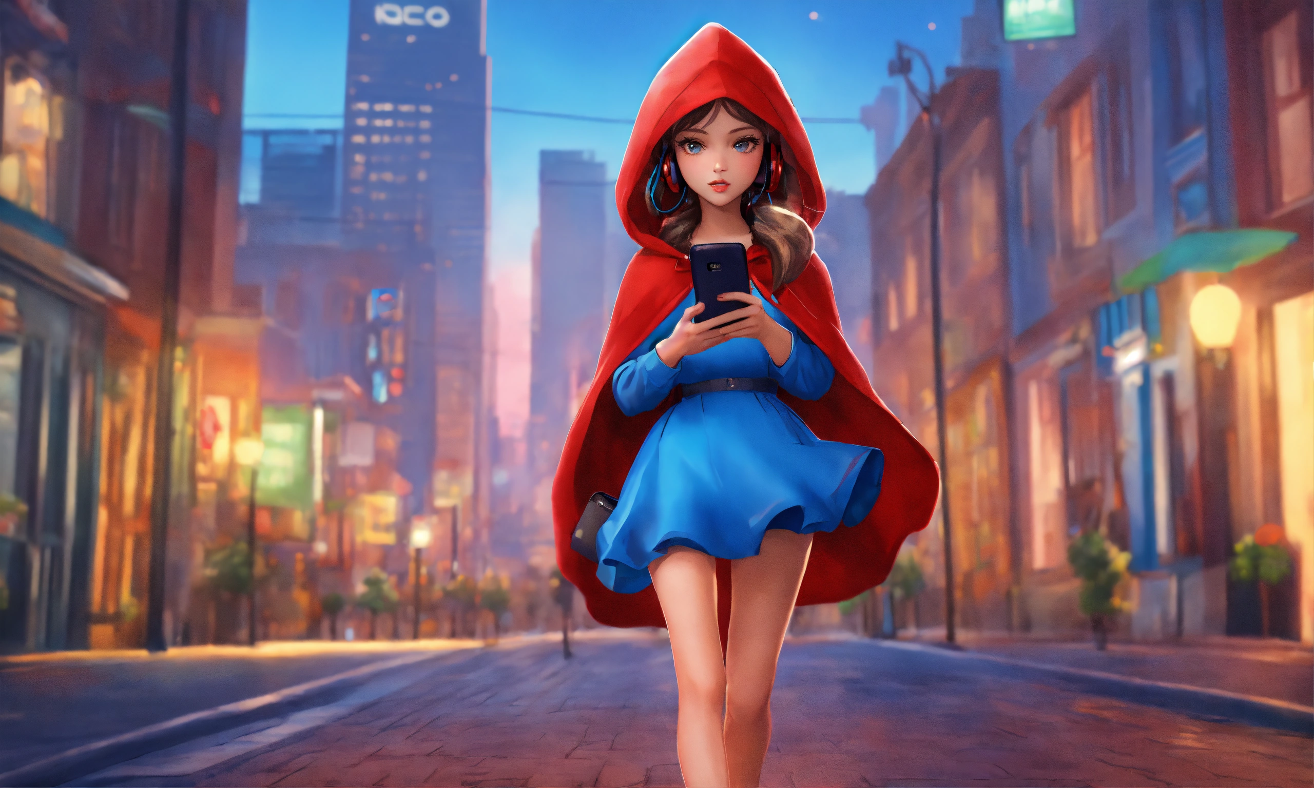 Lexica - Cartoons modern Red Riding Hood, wearing short blue skirt and ...