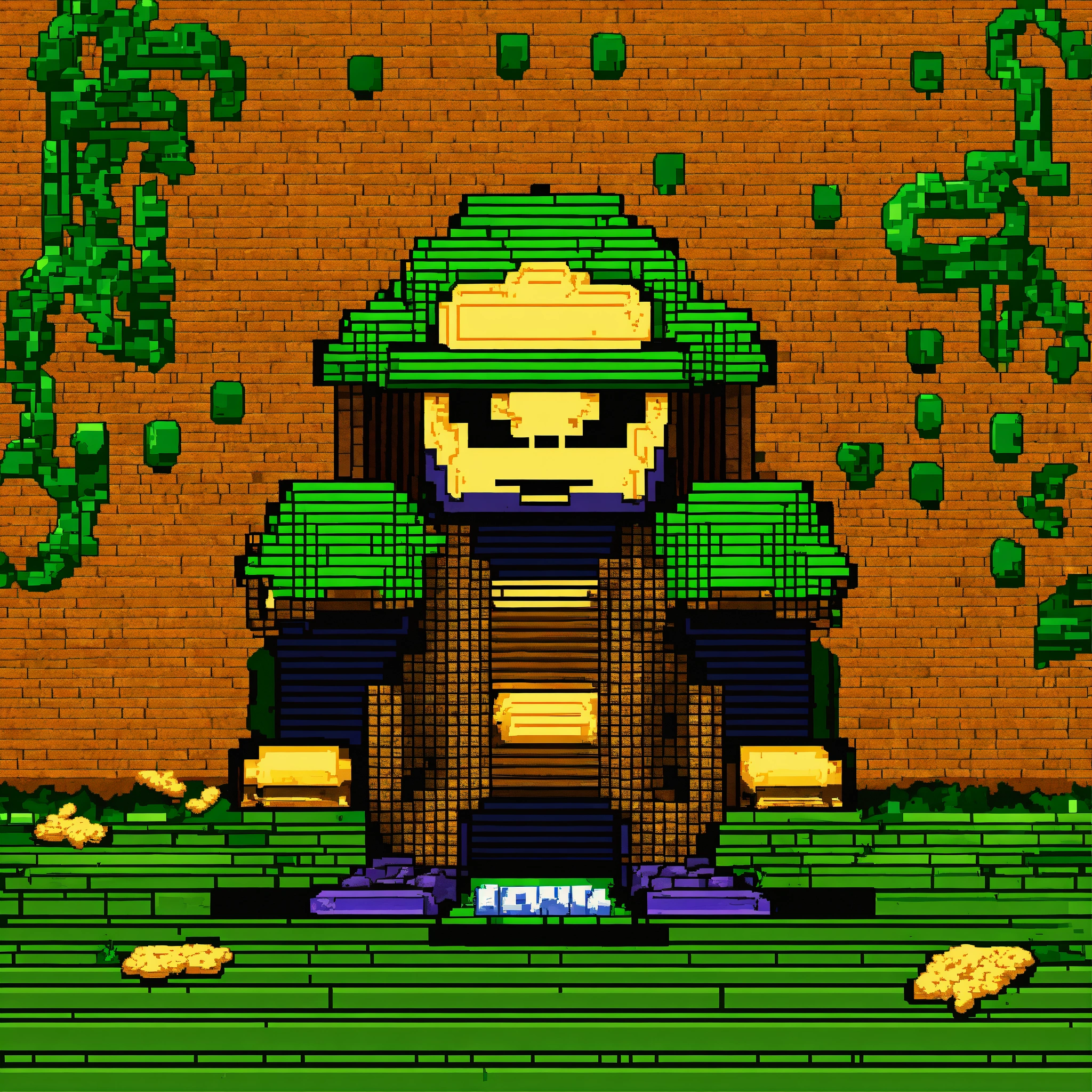 Lexica - 8-bit pixel art of a final boss made of money