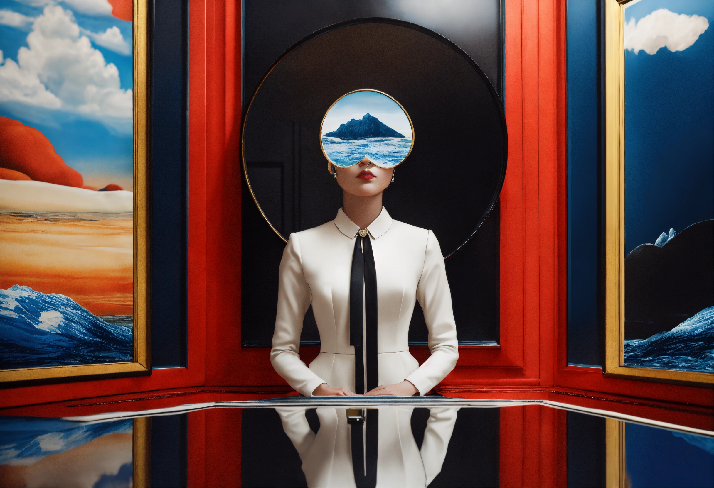 Lexica - Black and white and primary colors, 3d surreal seascape ...