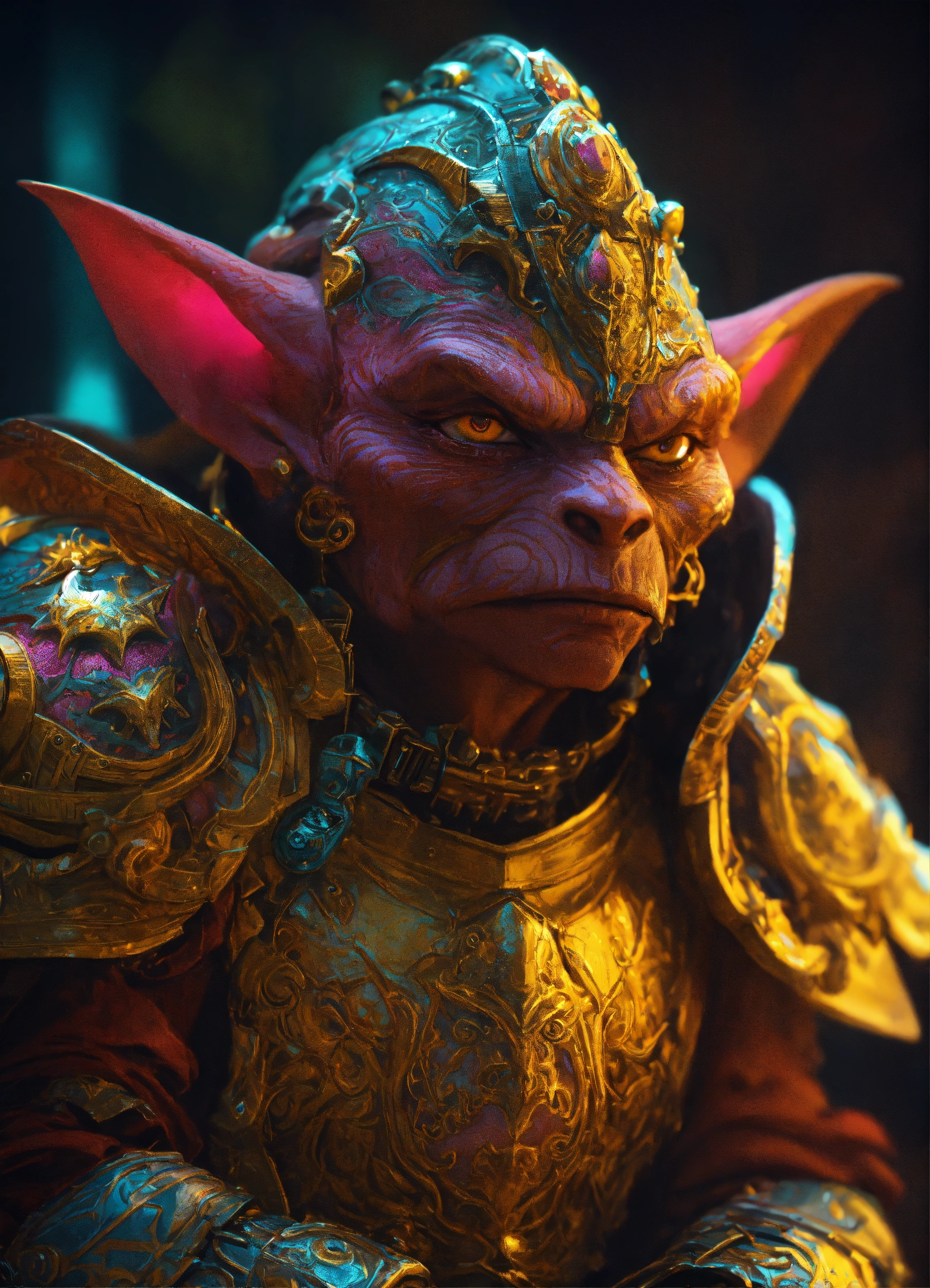 Lexica - A colorful portrait of a goblin, A FIERCE goblin IN FULL ...