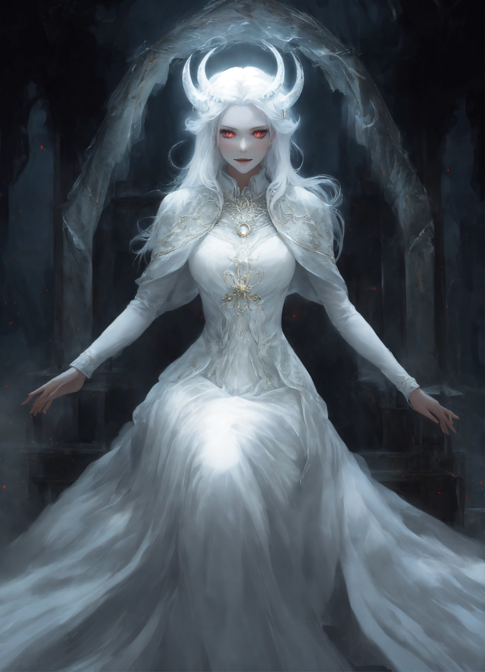 Lexica - A demonic entity woman with a sinister aura, silver eyes ...