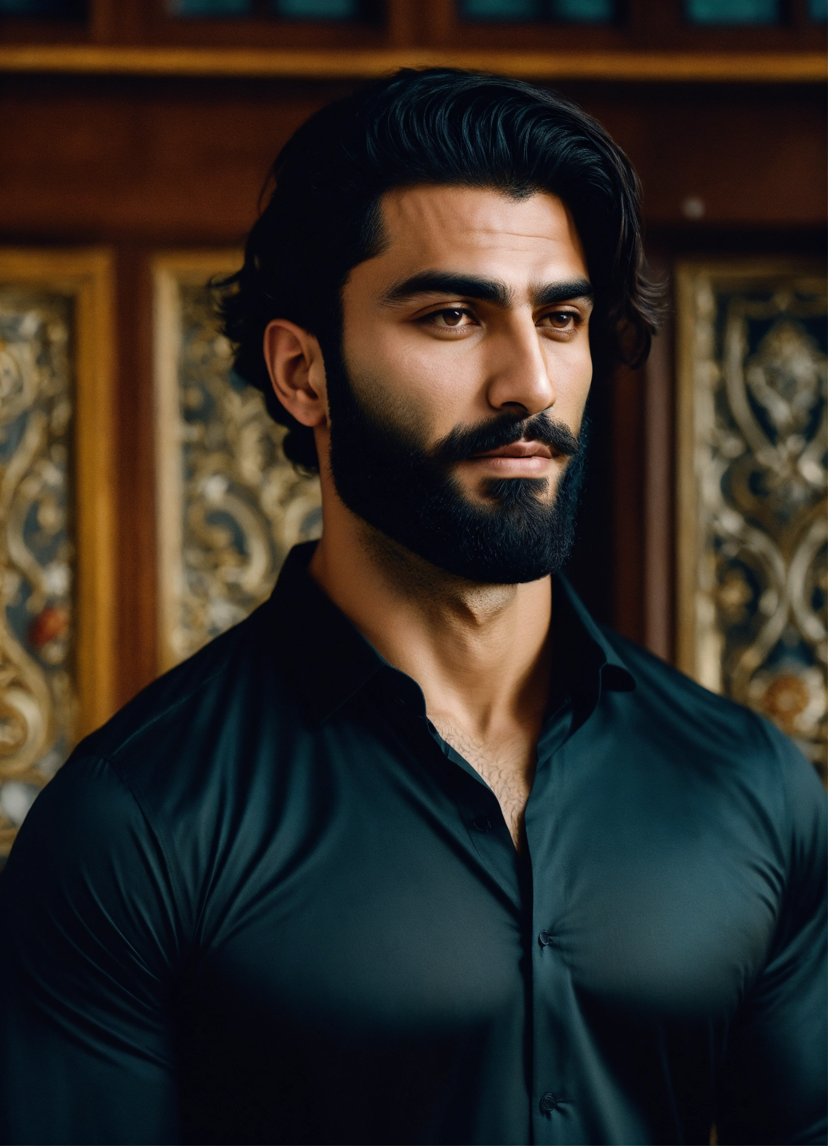 Lexica - A handsome Arabic man, with a tall muscular build, shoulder ...