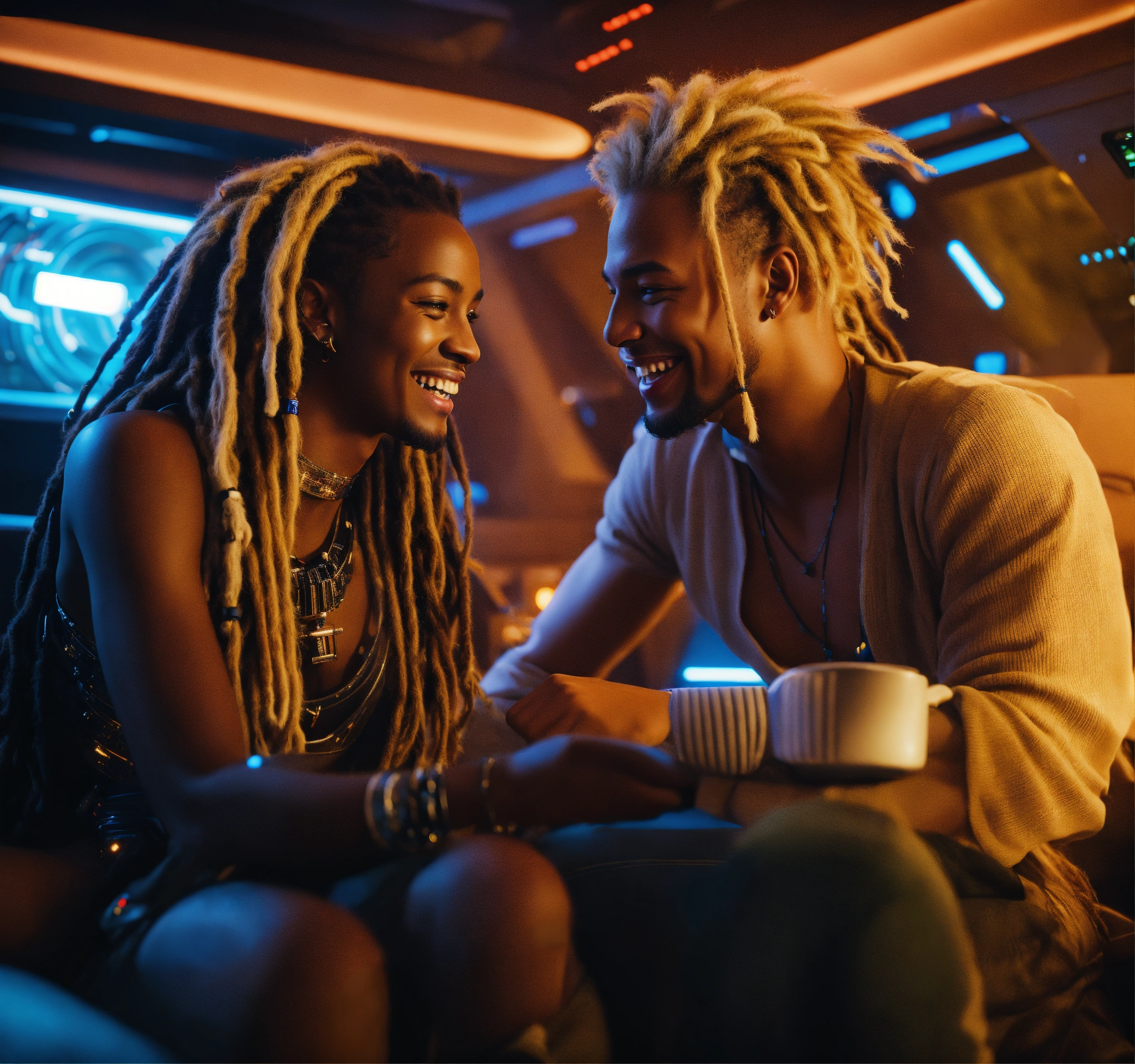 Lexica - Scruffy caucasian blonde dreadlock male rockstar is talking to ...