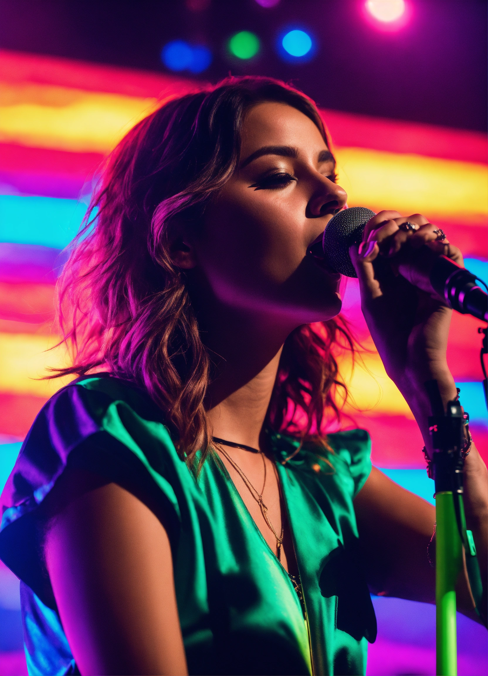 Lexica - Cinematic photography, modern, female singer on stage ...