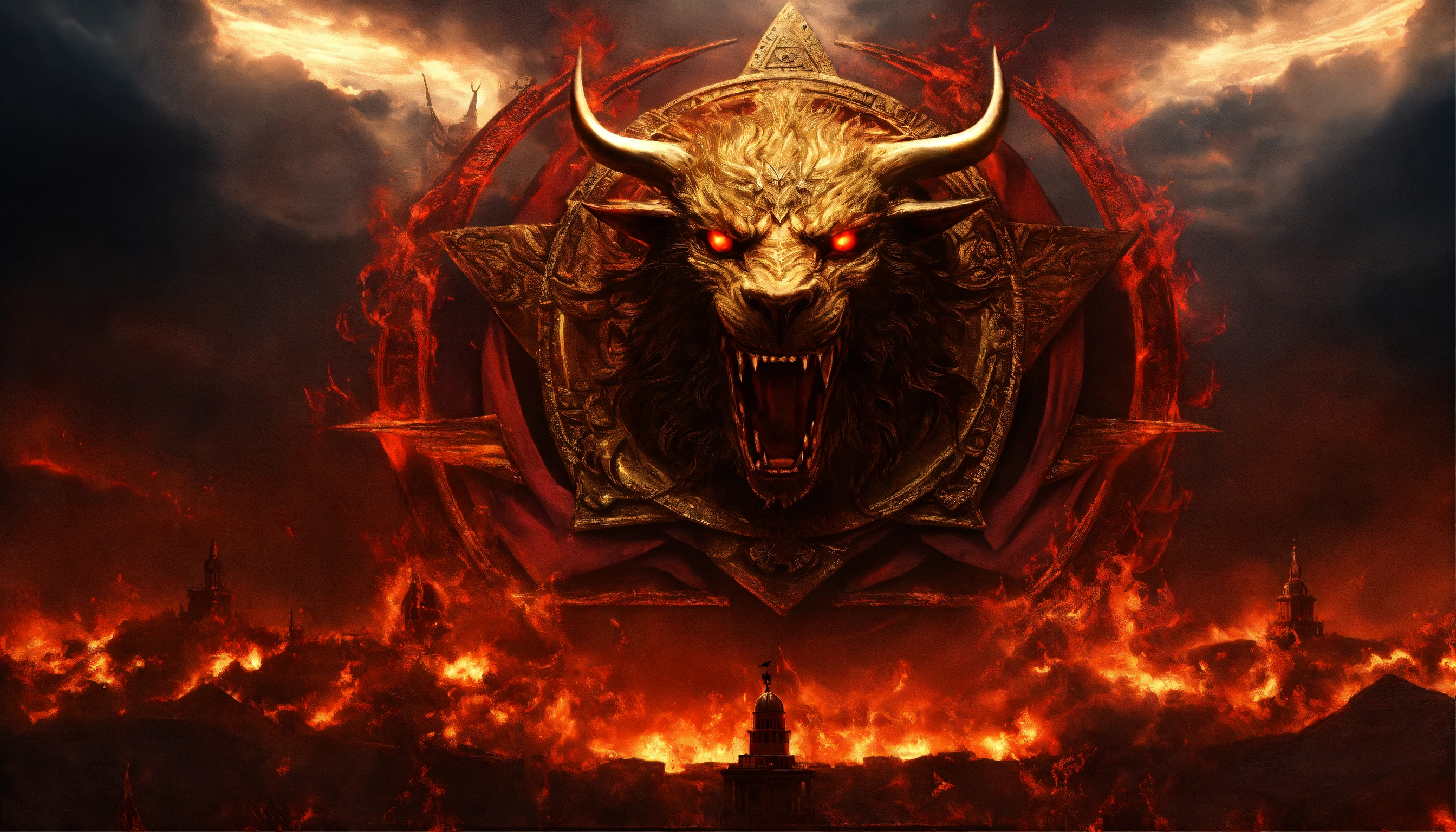 Lexica - Evil demonic Israel flag beast with an armageddon demon ...