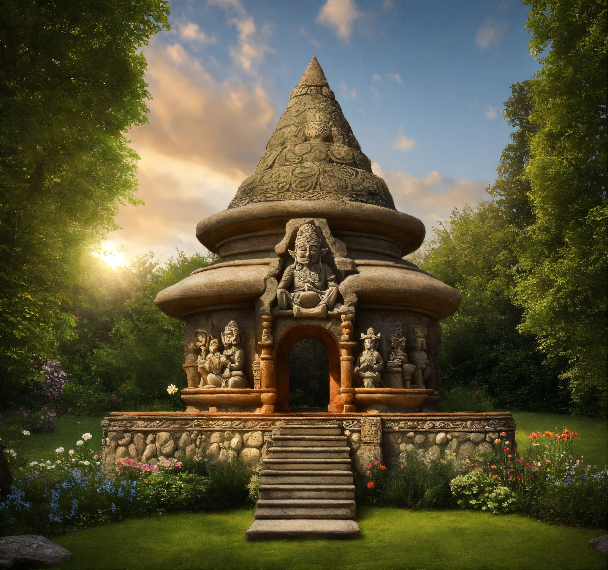 Lexica - A large ancient stone gnome temple building style of alex grey ...