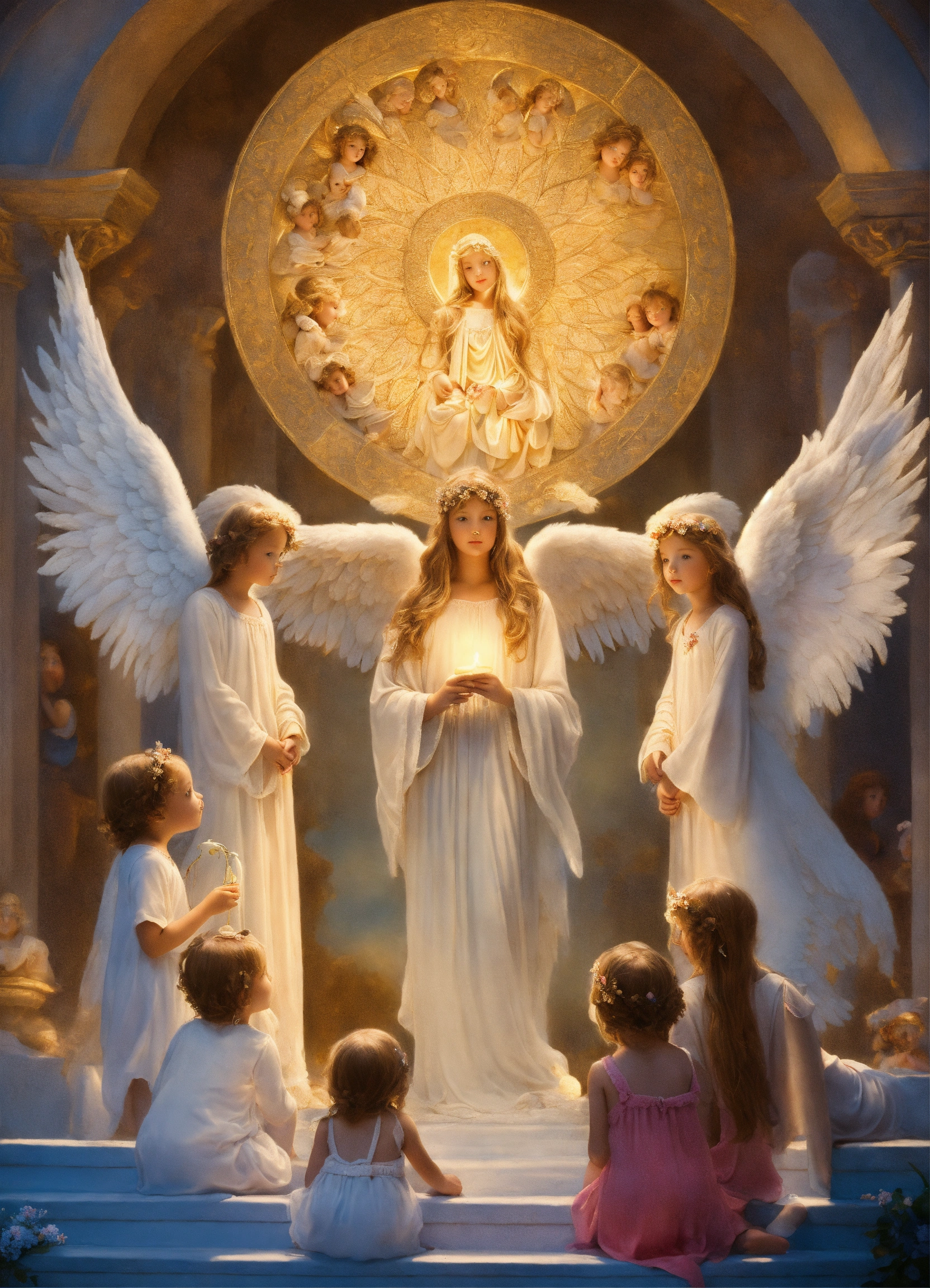 Lexica - A beautiful group of angel watching over children