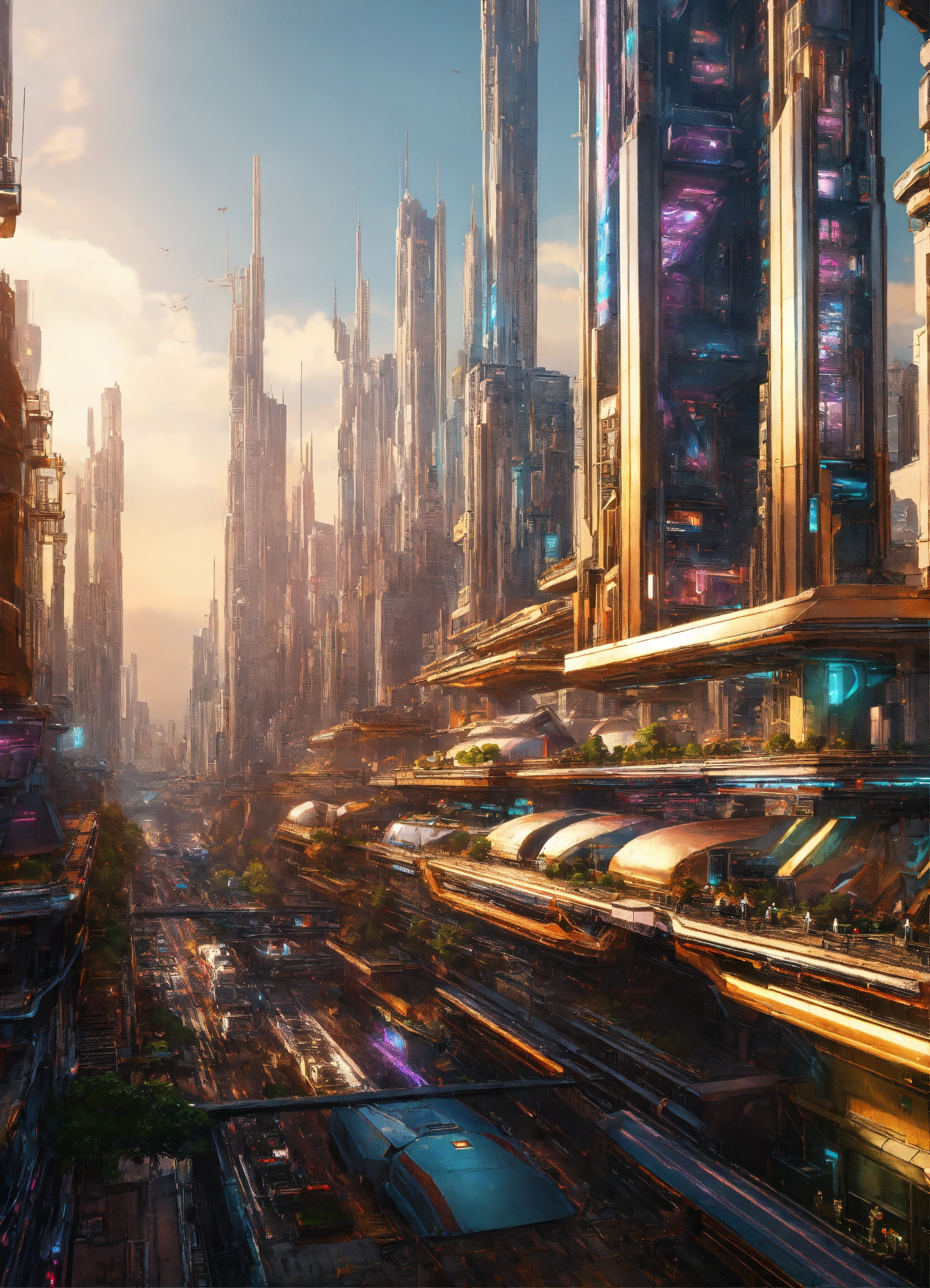 Lexica - A futuristic city that it's slowly turning into metallic ...