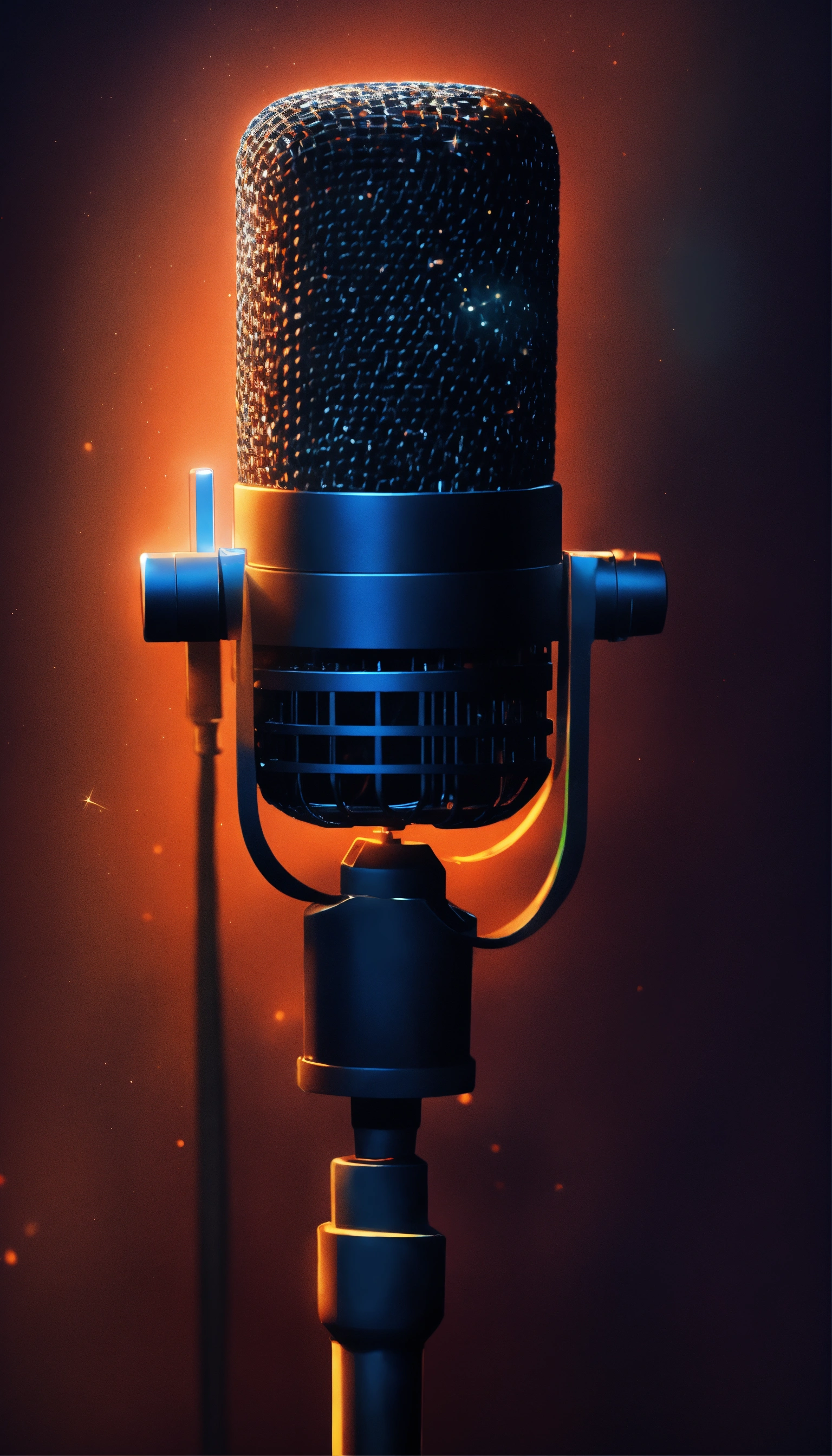 Lexica - Microphone, illustration, 2d, realism, black flat background ...