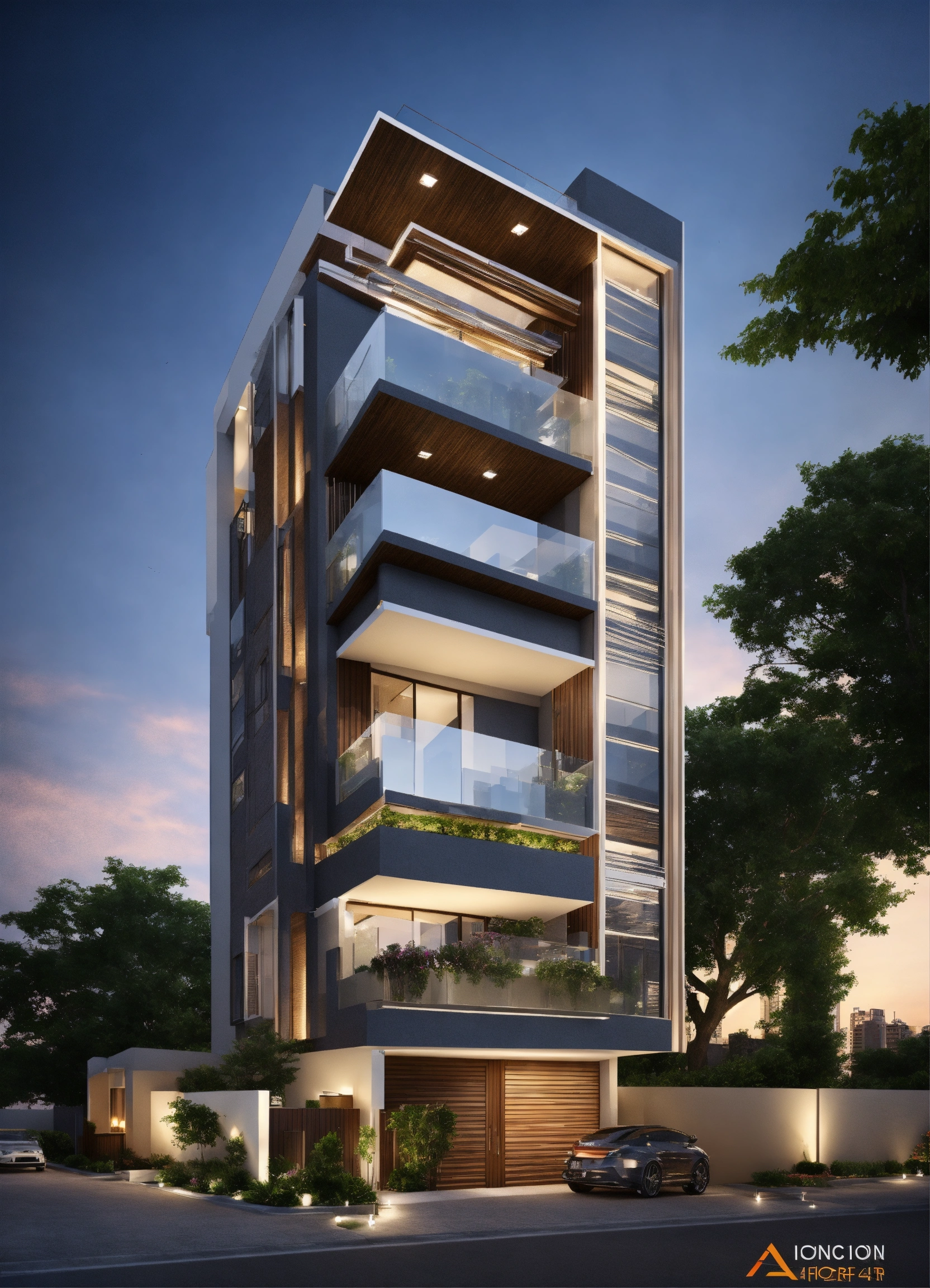 Lexica - Create 40 floor apartment exterior elevation in altra modern ...
