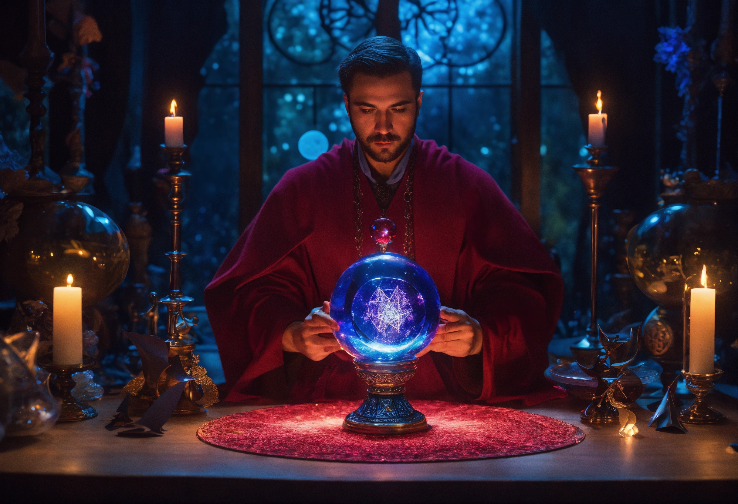 Lexica - ALL GLASSBLOWING superrealism STYLE MAN in center Wizard ...