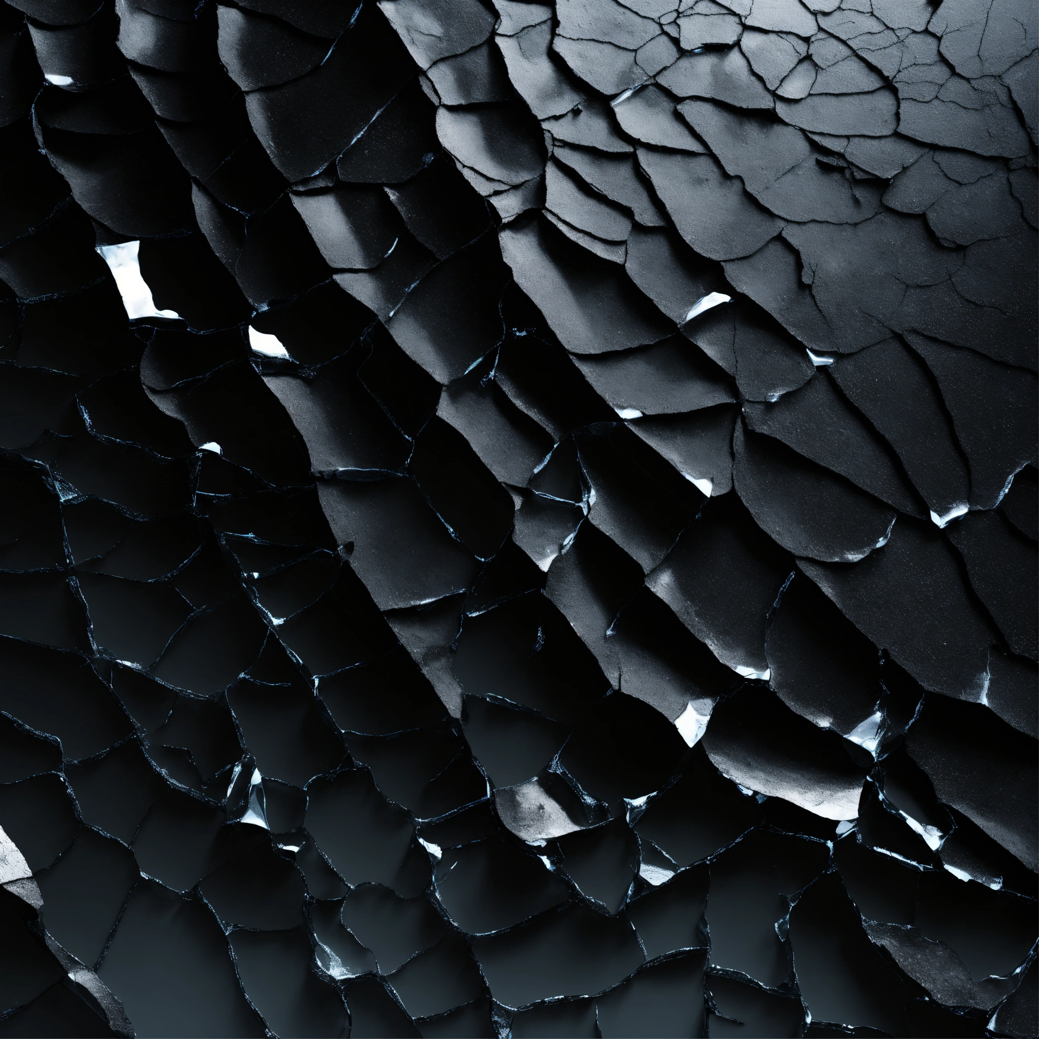 Lexica - Pure black background, overlay of cracked ice around all four ...